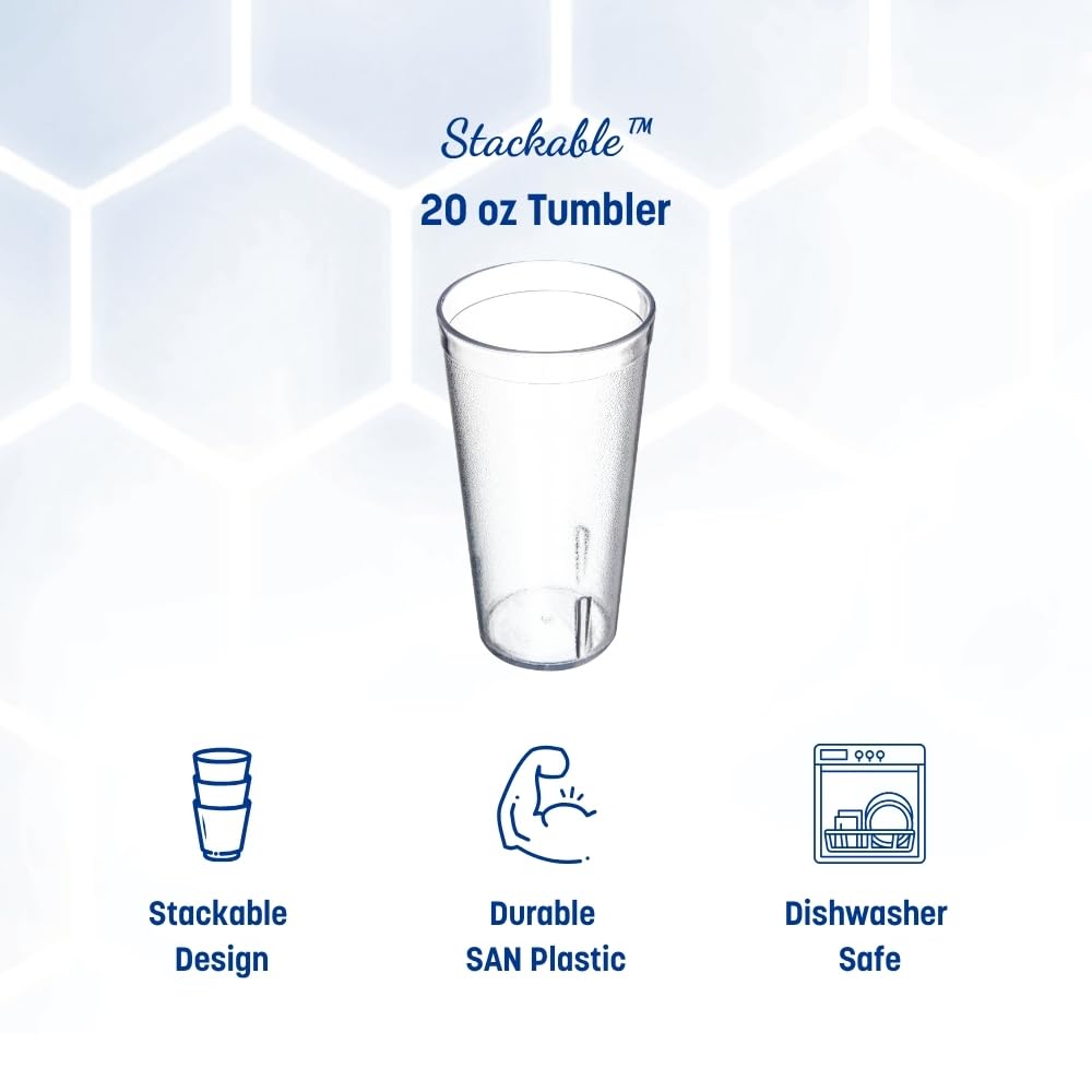 CFS Stackable Plastic Tumbler, 20 Ounce, Clear (Pack of 72)