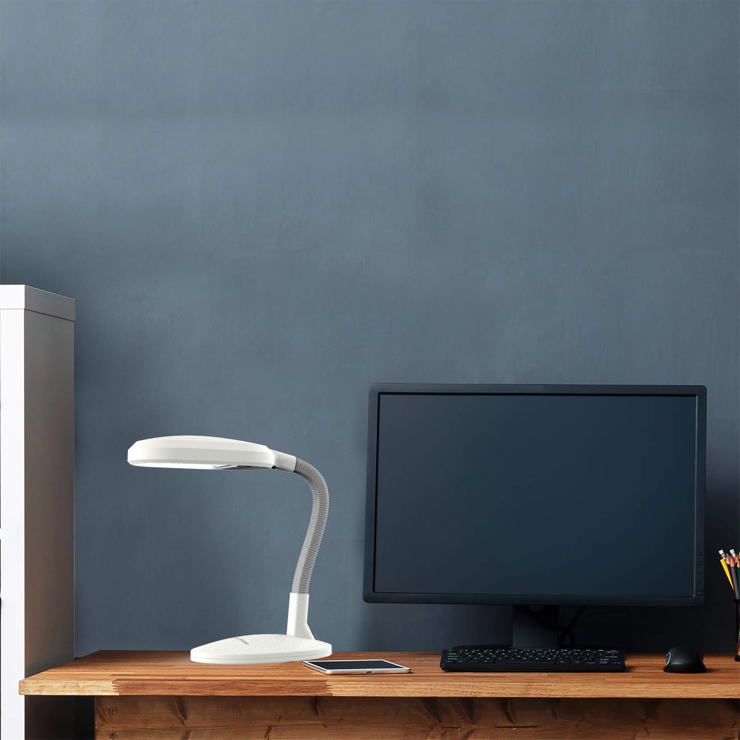 Natural Sunlight Desk Lamp, Great For Reading and Crafting, Adjustable Gooseneck, Home and Office Lamp by Lavish Home, White - 72-0813