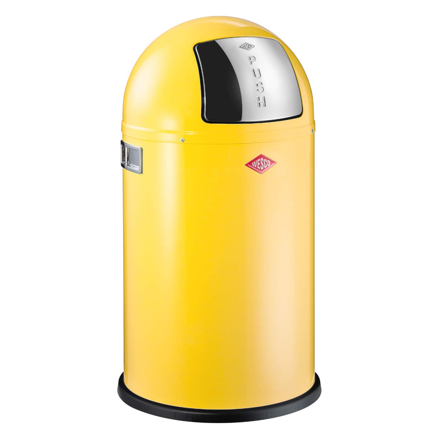 Wesco Pushboy Junior - German Designed - Push Door Trash Can, Powder Coated Steel, 5.8-Gallon / 22L, Silver