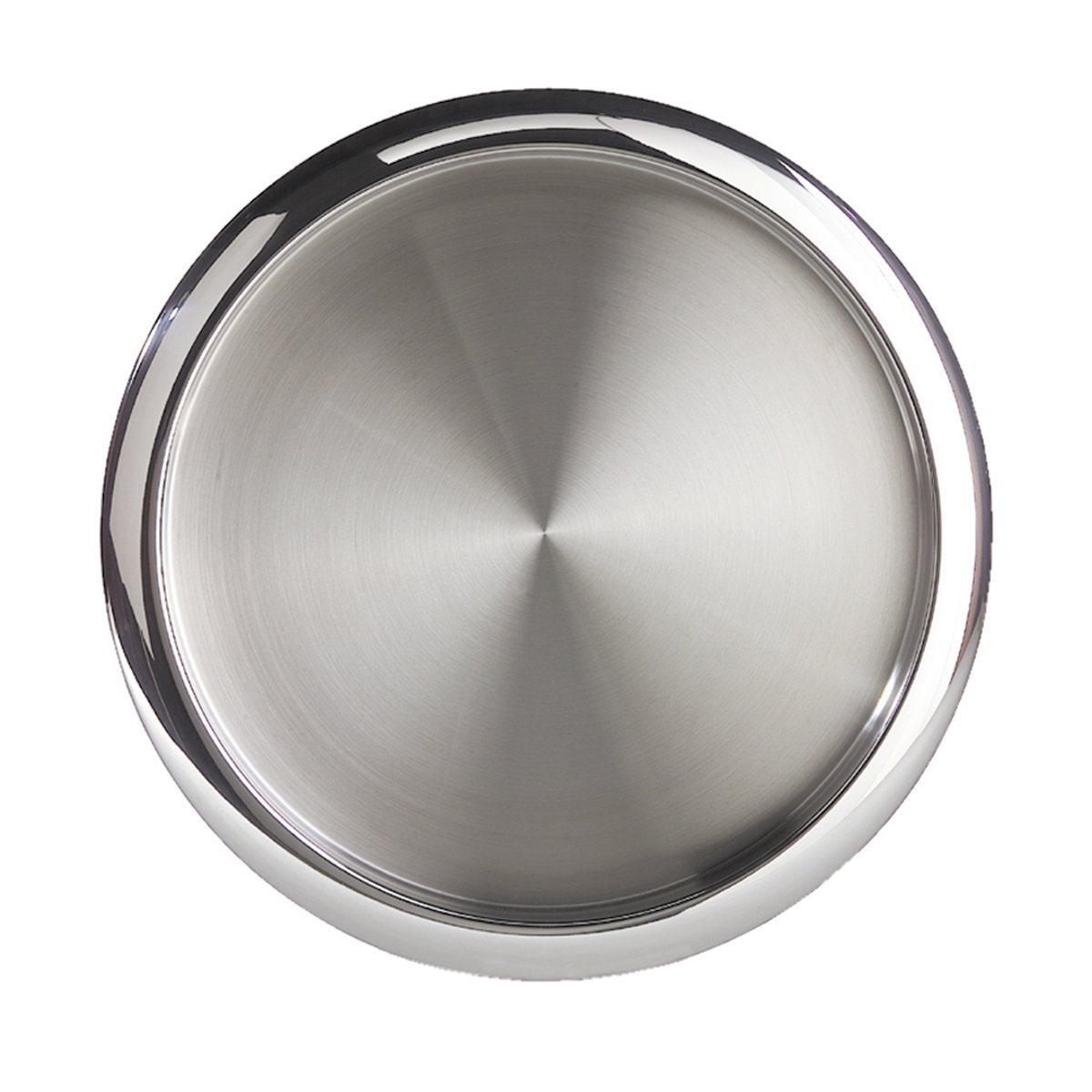 Oggi Round Tray Steel 14" - Ideal Coffee Table Tray, Decorative Tray, Tea Tray and Bar Serving Tray Stainless Steel, (7063.)