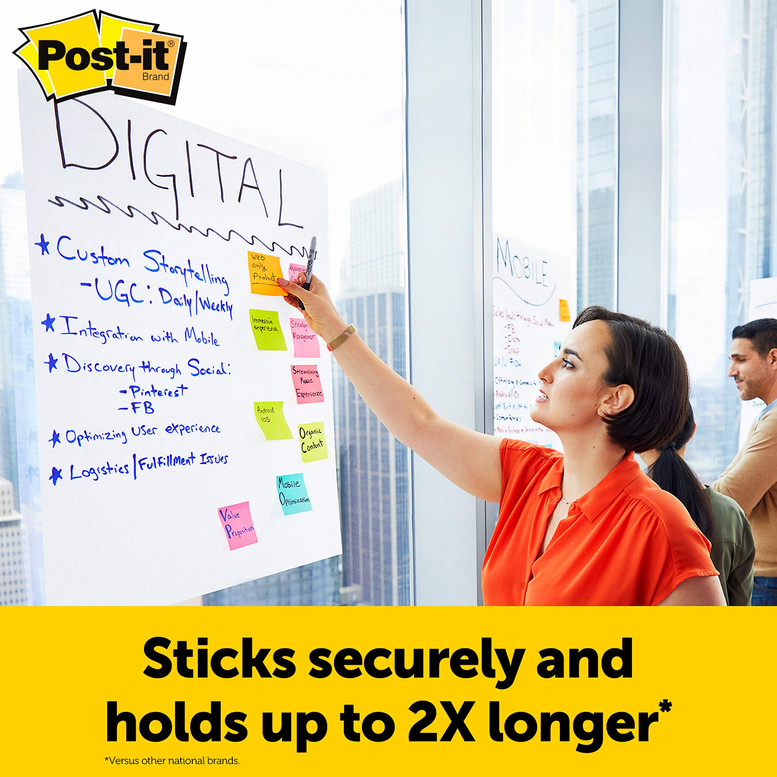 Post-it Easel Pad, 20 in x 23 in, White, 20 Sheets/Pad, 2 Pads/Pk, Mounts to surfaces with Command Strips included (566)