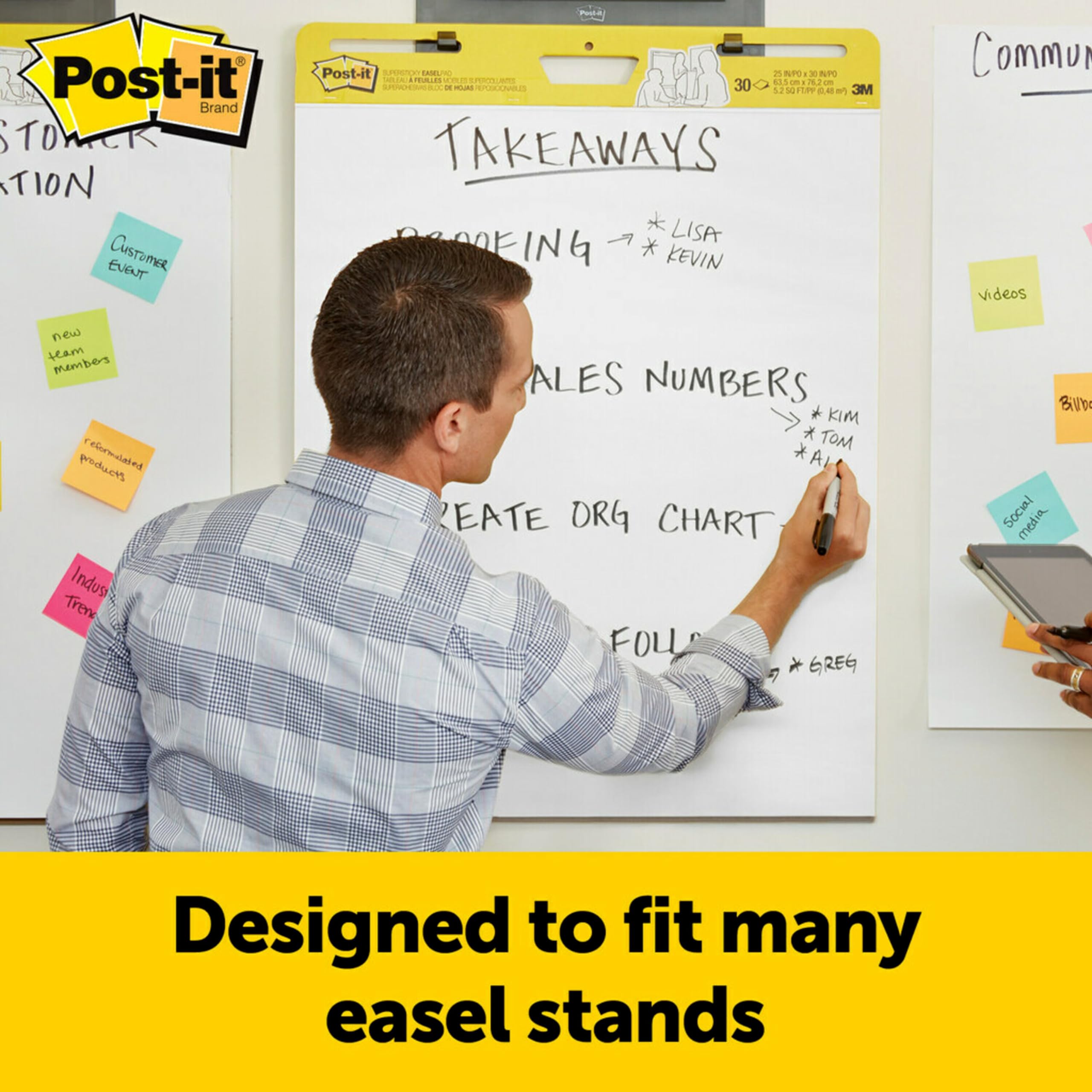 Post-it Easel Pad, 20 in x 23 in, White, 20 Sheets/Pad, 2 Pads/Pk, Mounts to surfaces with Command Strips included (566)