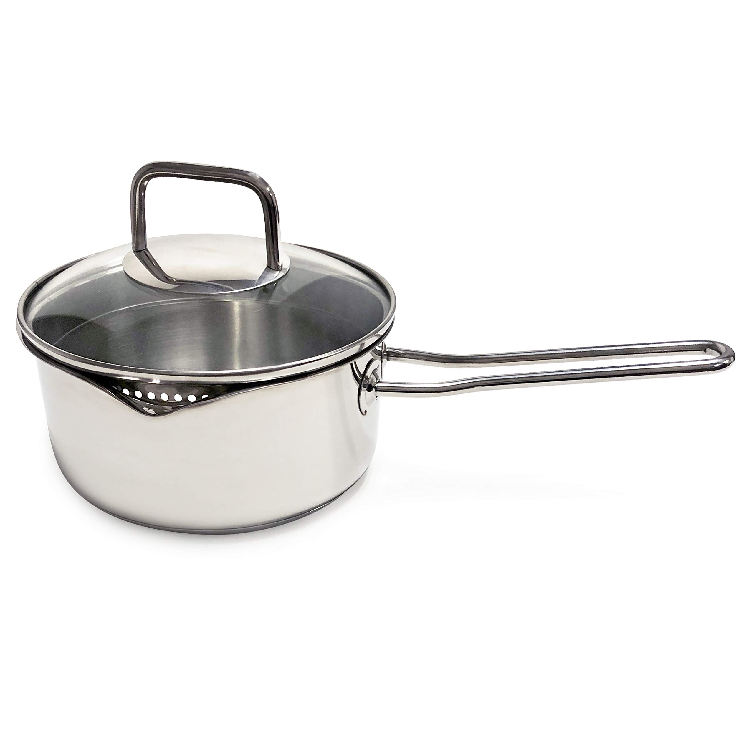 Norpro KRONA 1.5 Quart Vented Sauce Pan with Straining Lid, Stainless Steel