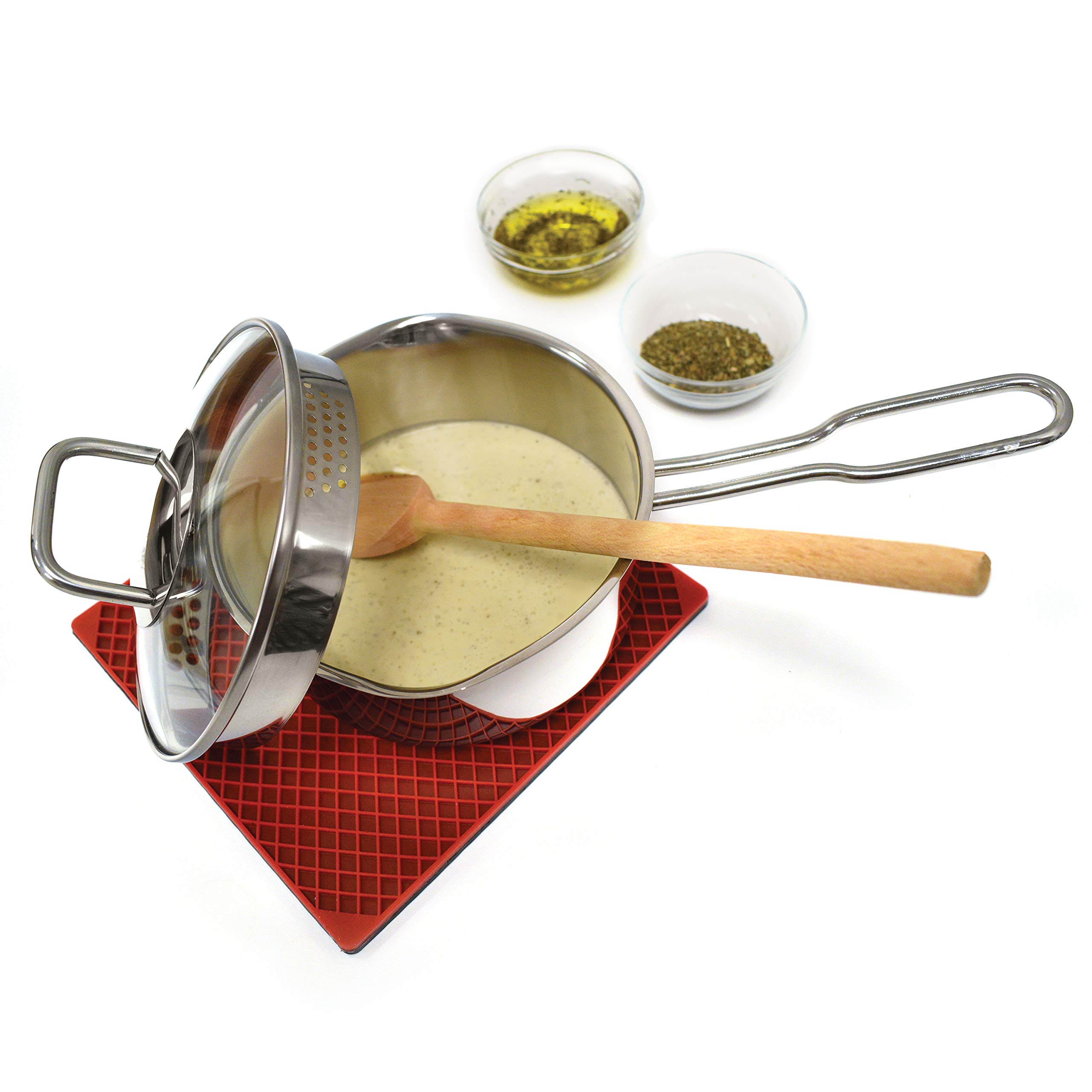 Norpro KRONA 1.5 Quart Vented Sauce Pan with Straining Lid, Stainless Steel