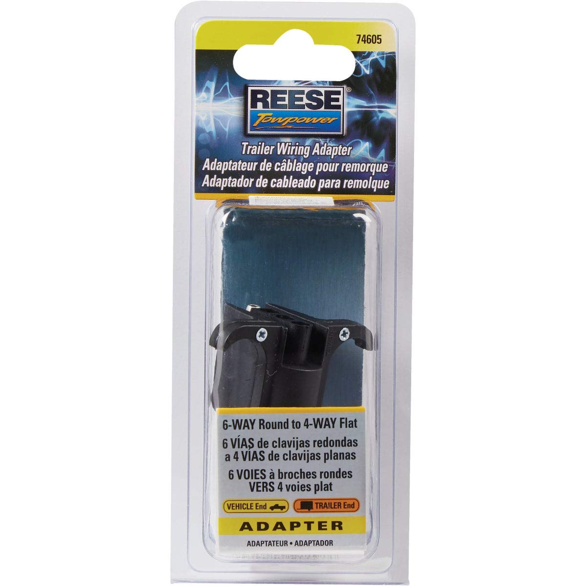 Reese Towpower 74605 6-Way Round Terminal to 4-Way Flat Adapter