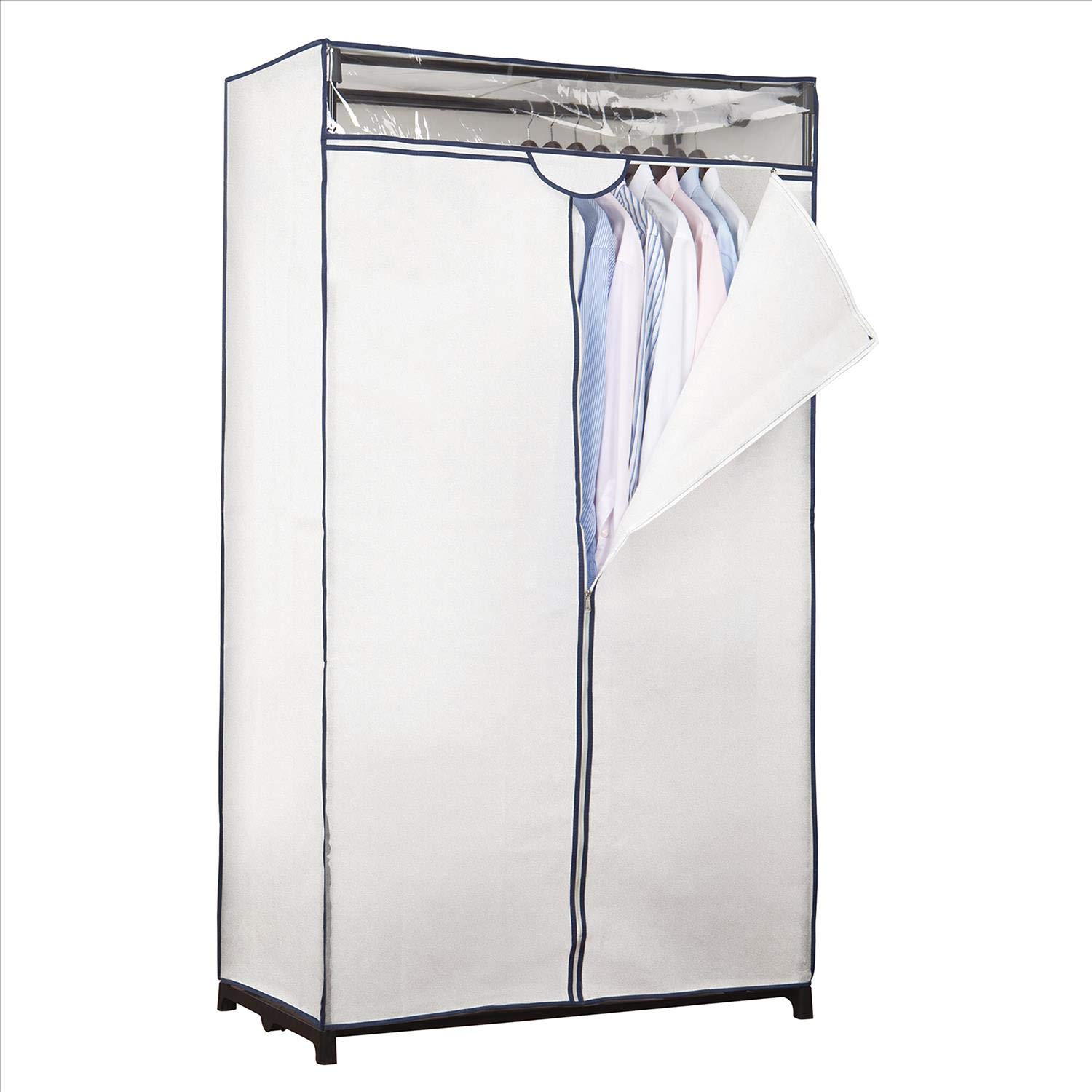 Simplify, Organizer, for Clothes and Accessories, Heavy Duty, Hanging Rod, Easy to Assemble in White 36" Wide Portable Closet