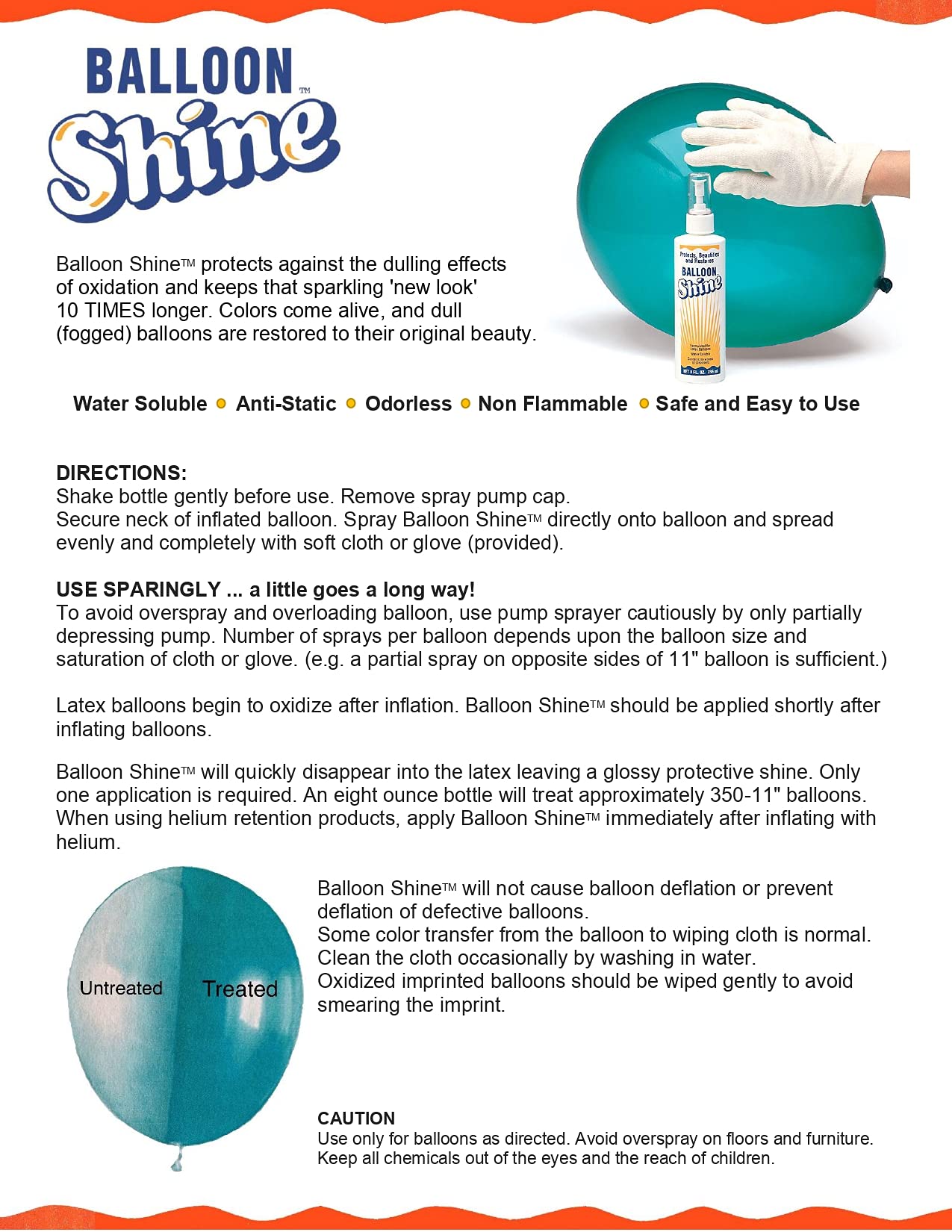 Balloon Shine 8 Oz Keeps Latex Balloons Looking Shiny!