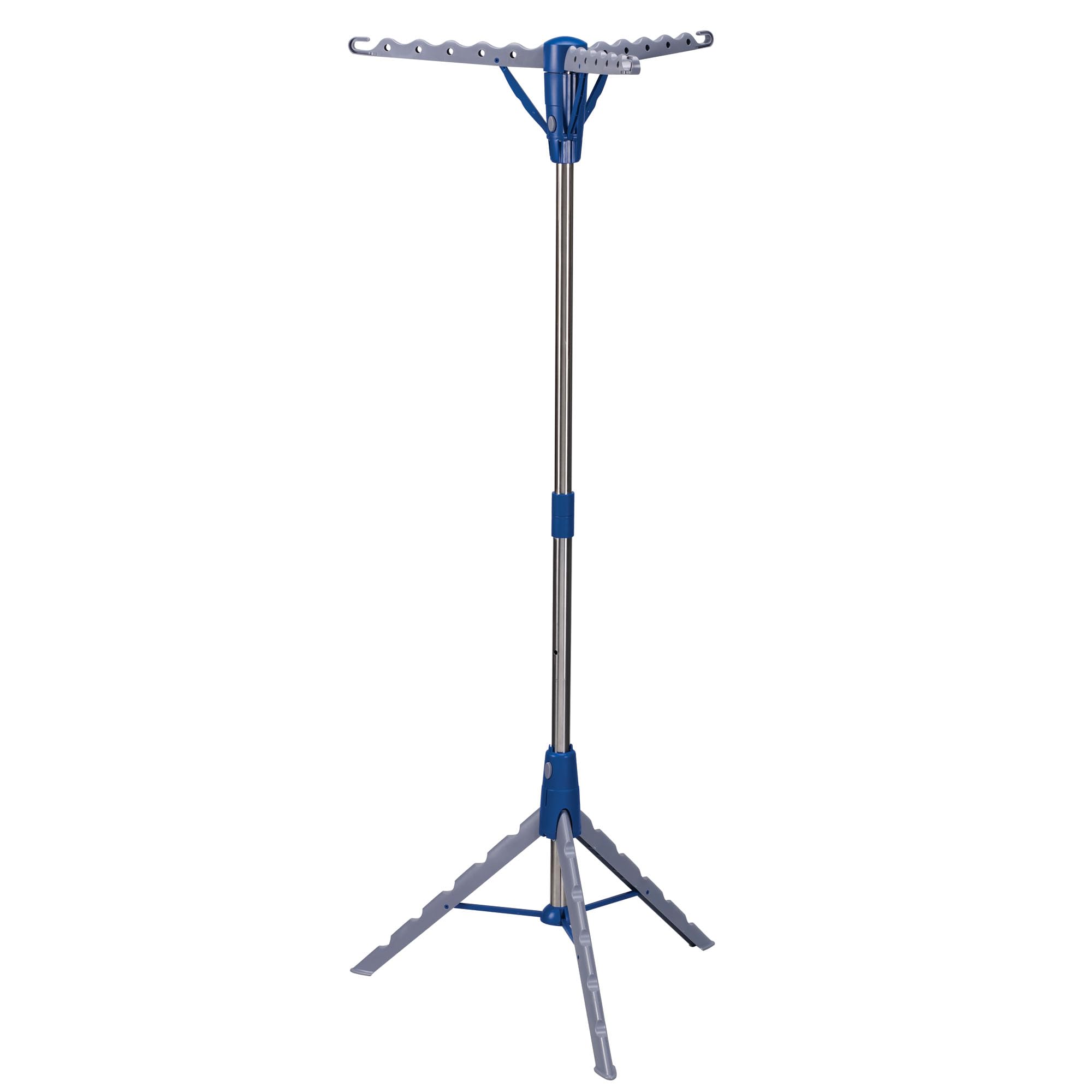 Household Essentials 5009-1 Collapsible Portable Indoor Tripod Clothes Drying Rack for Hanging Laundry | Silver and Blue