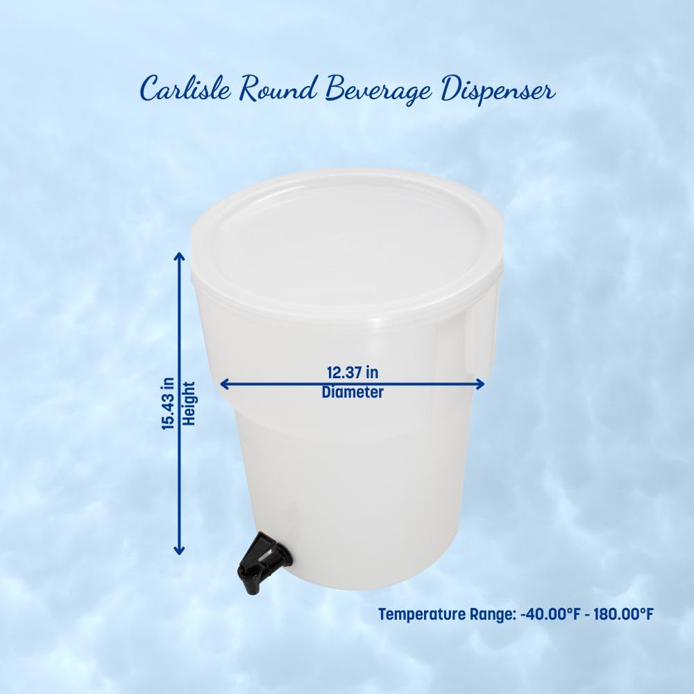 CFS Plastic Round Beverage Dispenser, 5 Gallons, White