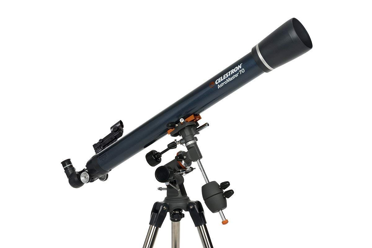 Celestron - AstroMaster 70EQ Refractor Telescope – Refractor Telescope for Beginners - Fully-Coated Glass Optics - Adjustable-Height Tripod - BONUS Astronomy Software Package