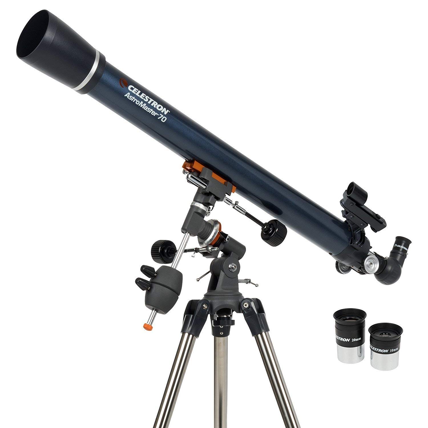Celestron - AstroMaster 70EQ Refractor Telescope – Refractor Telescope for Beginners - Fully-Coated Glass Optics - Adjustable-Height Tripod - BONUS Astronomy Software Package