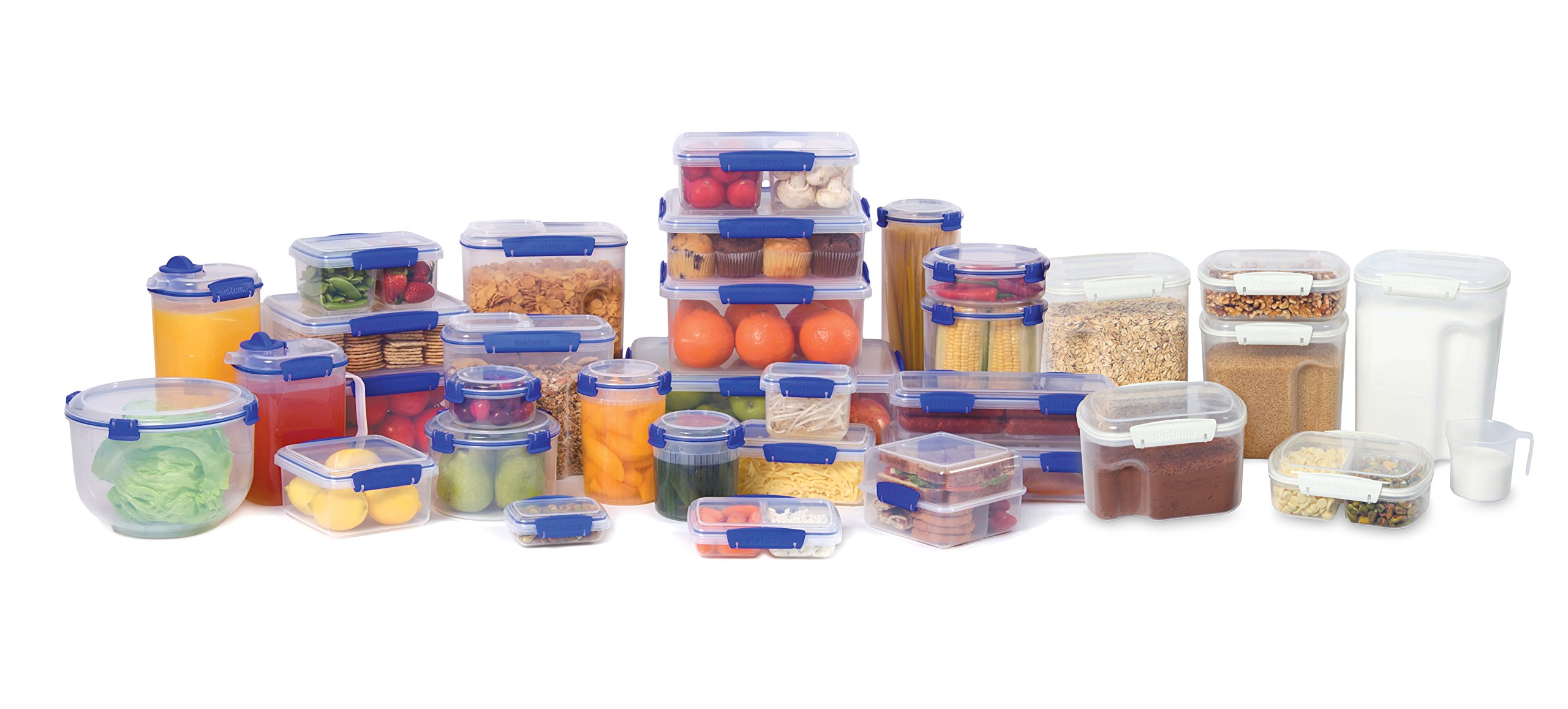 Sistema KLIP IT Rectangular Collection Food Storage Container, 6.7 oz./0.2 L, Clear/Blue