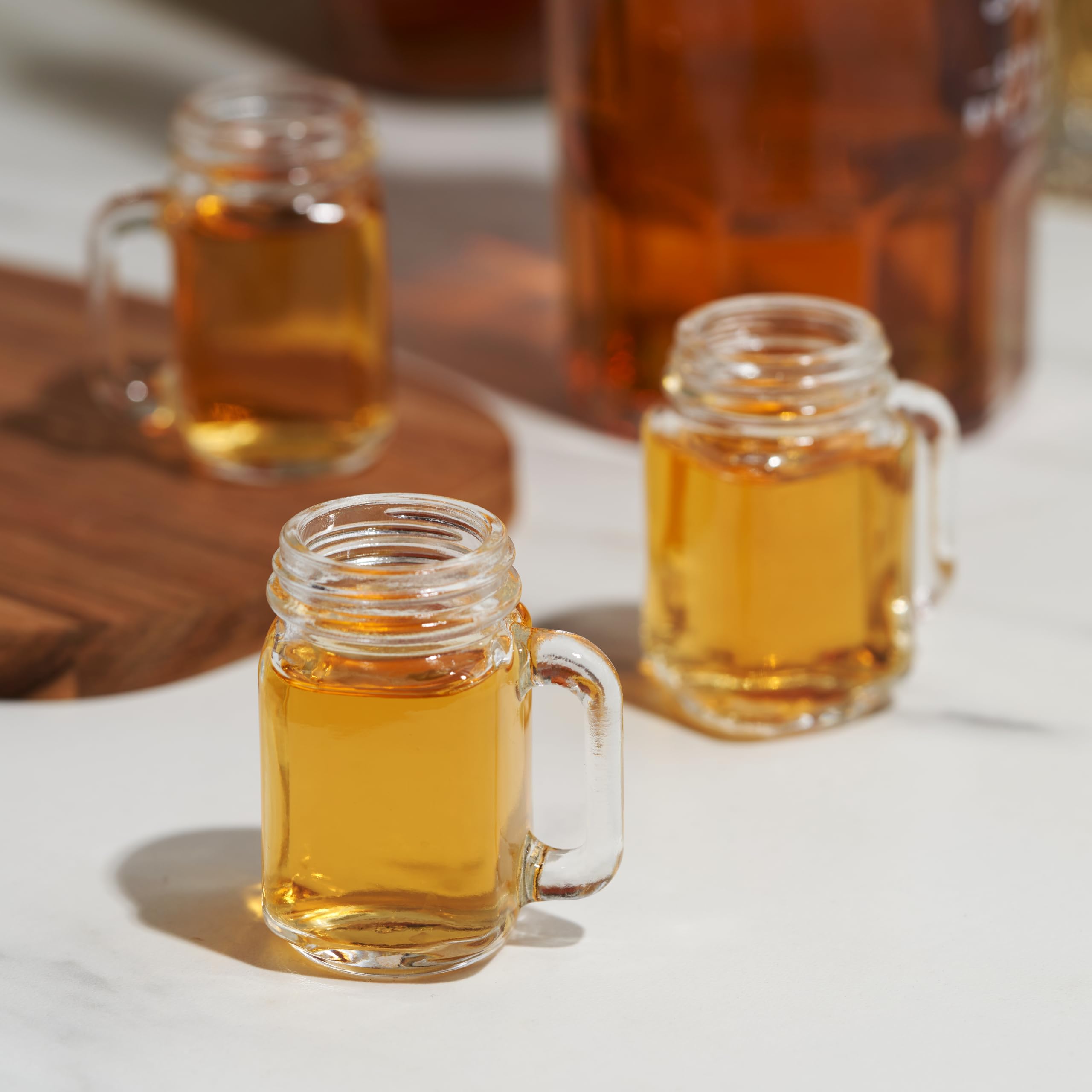 True Mason Jar Shot Glasses, Mini Mason Jar Shot Glasses with Handle, 1 Ounce Shot Glass, Set of 6, Glass