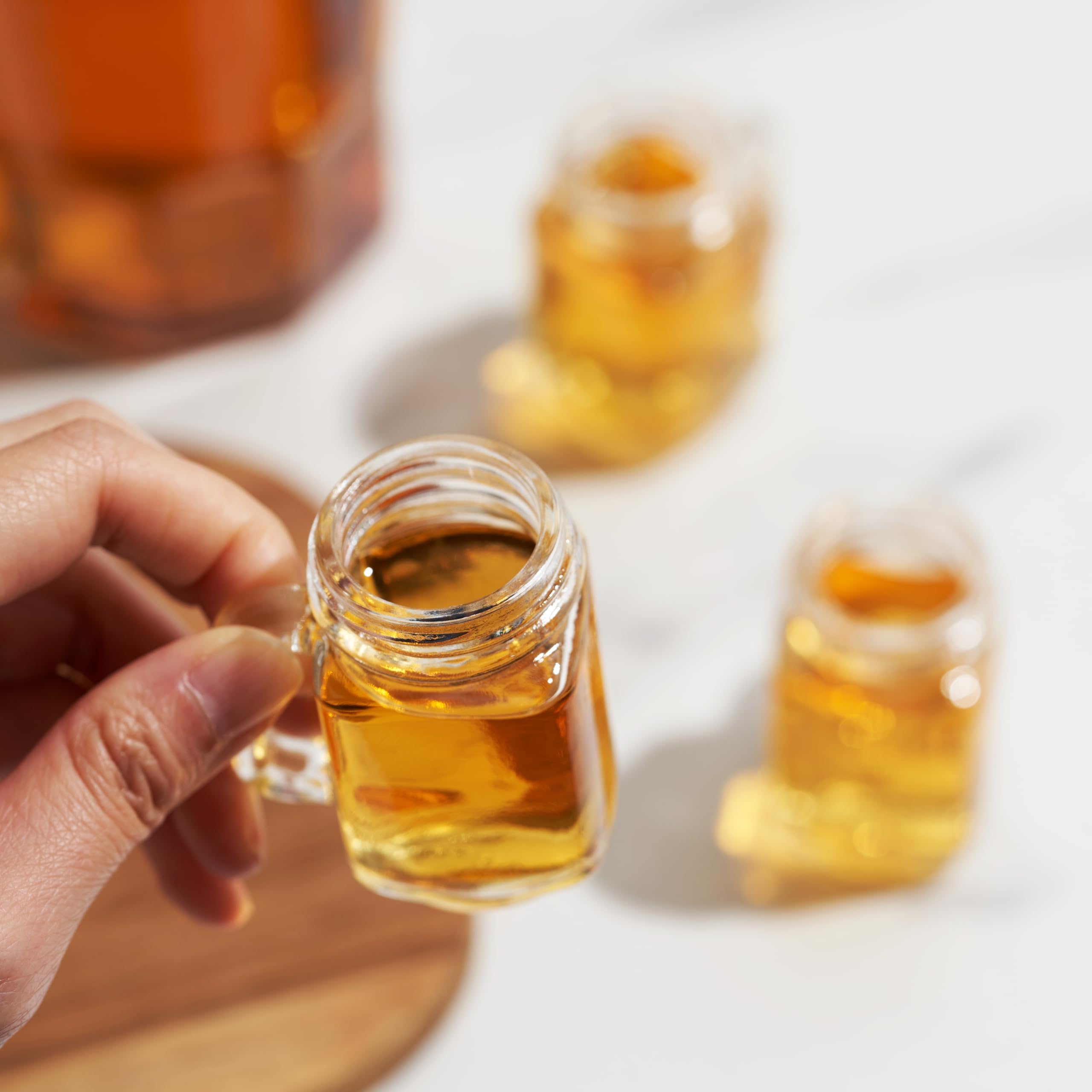 True Mason Jar Shot Glasses, Mini Mason Jar Shot Glasses with Handle, 1 Ounce Shot Glass, Set of 6, Glass