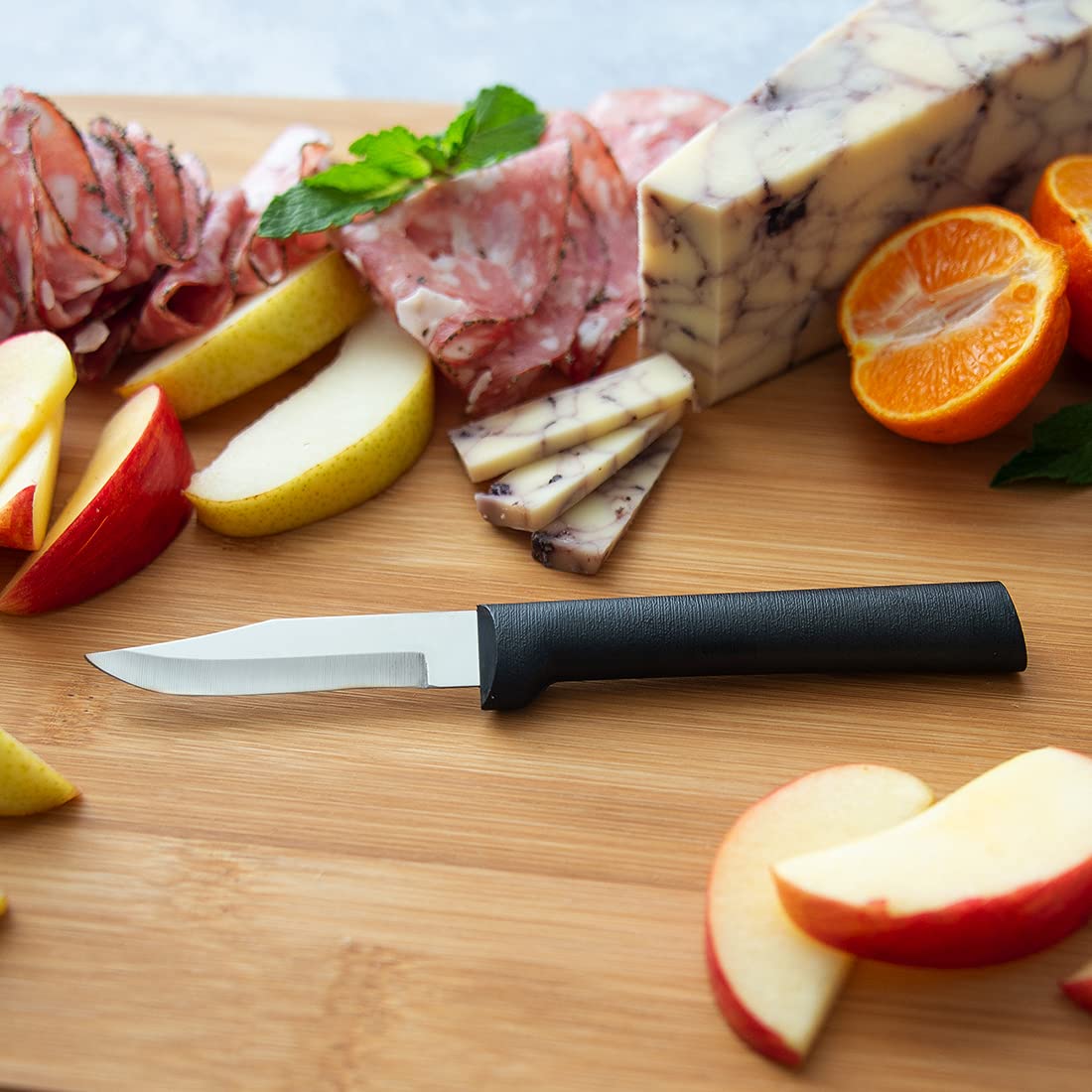 Rada Cutlery Peeling Paring Knife Stainless Steel Resin Made in the USA, 6-1/8 Inches, Black Handle
