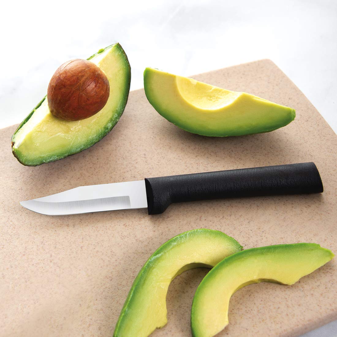 Rada Cutlery Peeling Paring Knife Stainless Steel Resin Made in the USA, 6-1/8 Inches, Black Handle