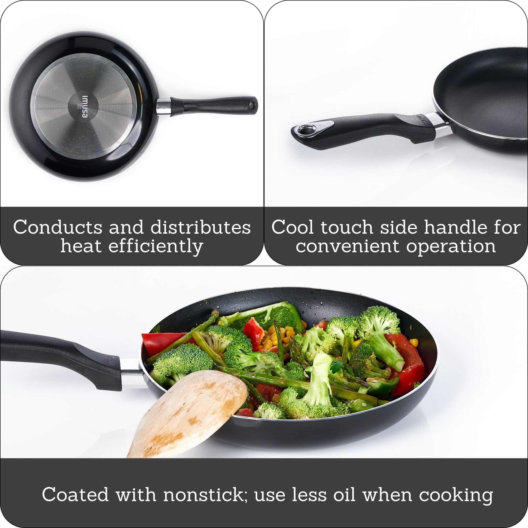 IMUSA USA Nonstick Bistro Saute Pan 8-Inch, Black
