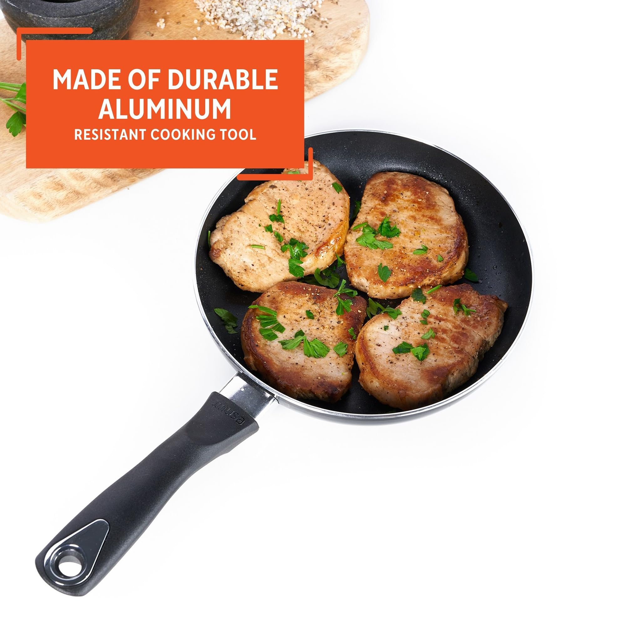 IMUSA USA Nonstick Bistro Saute Pan 8-Inch, Black