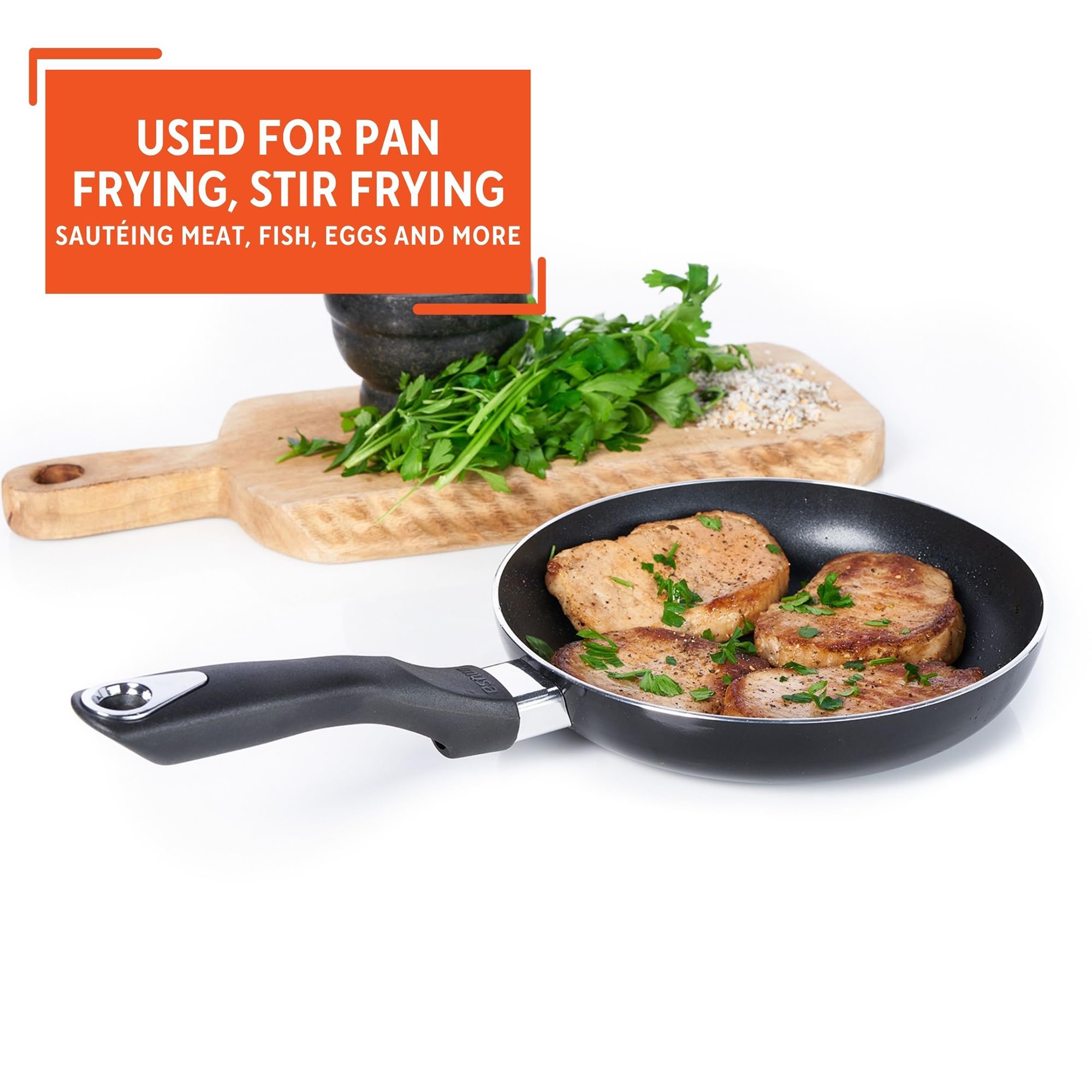 IMUSA USA Nonstick Bistro Saute Pan 8-Inch, Black