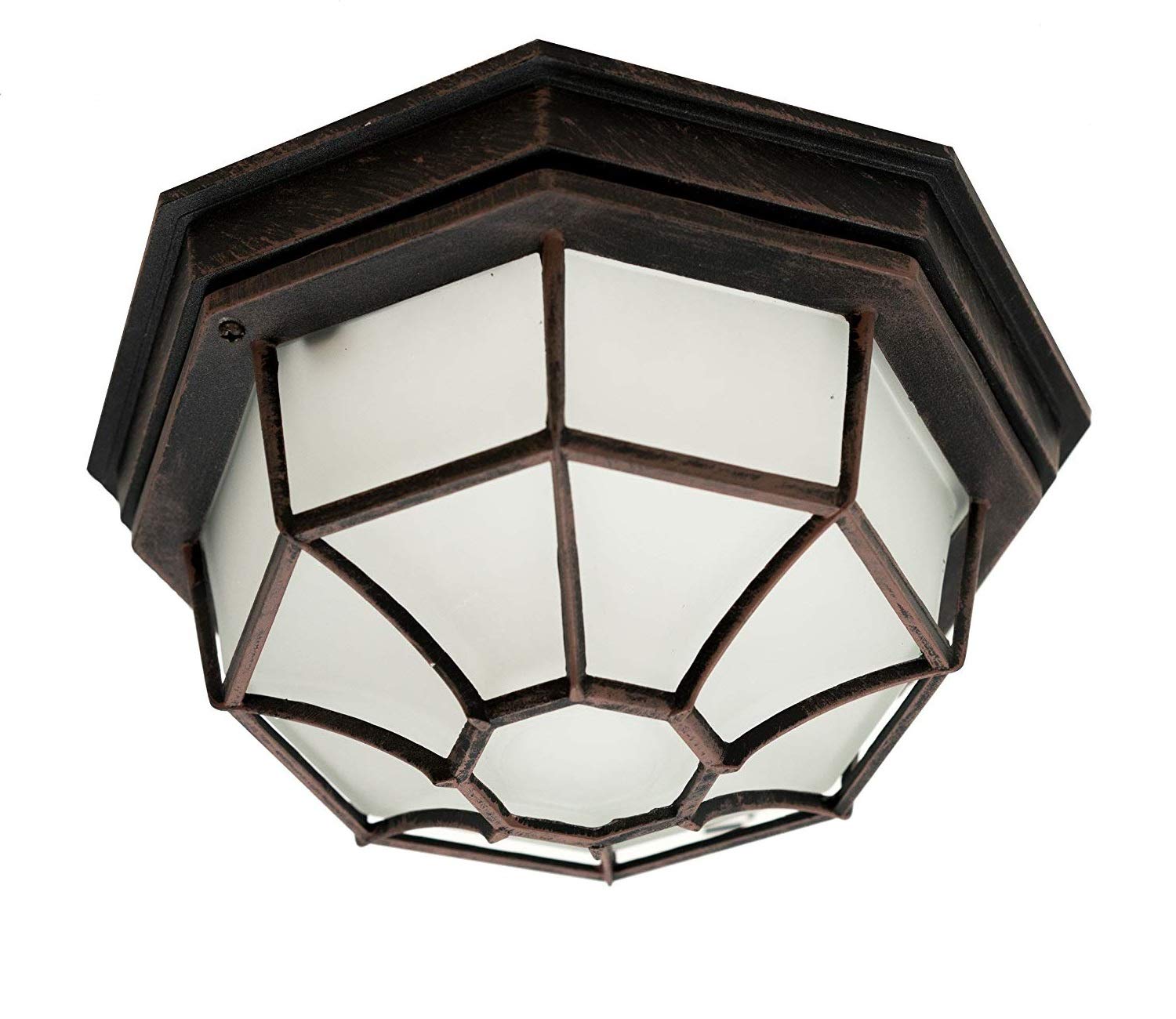 Trans Globe Imports 40582 RT Traditional One Light Flushmount Lantern from Benkert Collection in Bronze / Dark Finish, 11.00 inches