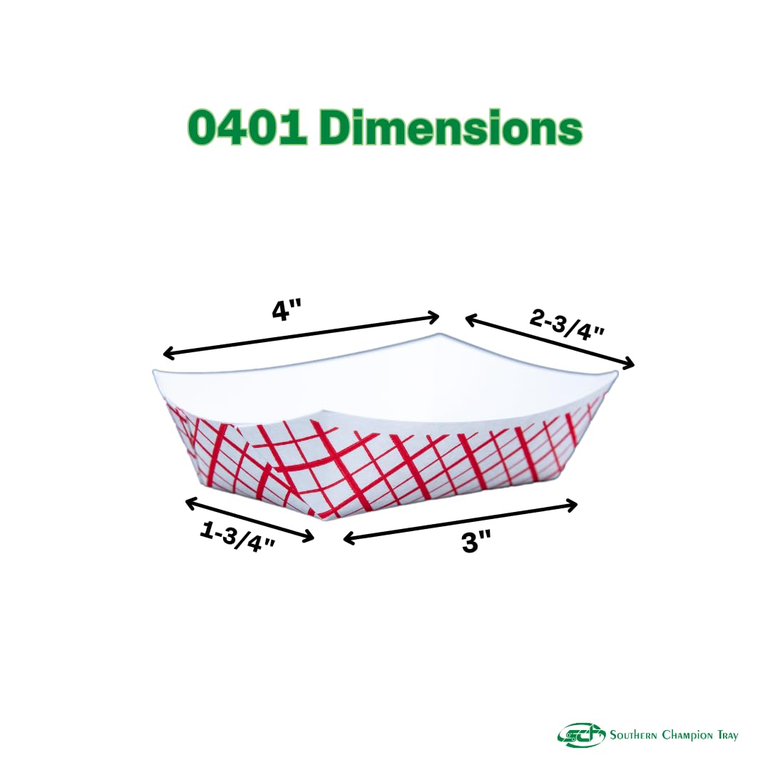 Southern Champion Tray 0401 #25 Southland Paperboard Red Check Food Tray, 1/4 lb Capacity, 250 Count (Pack of 4)