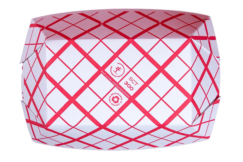 Southern Champion Tray 0425 #300 Southland Paperboard Food Tray, 3 lb Capacity, Red Check (Case of 500)