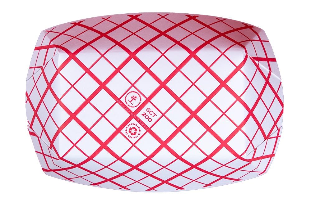 Southern Champion Tray 0417 #200 Southland Paperboard Food Tray, 2 lb Capacity, Red Check (Case of 1000)