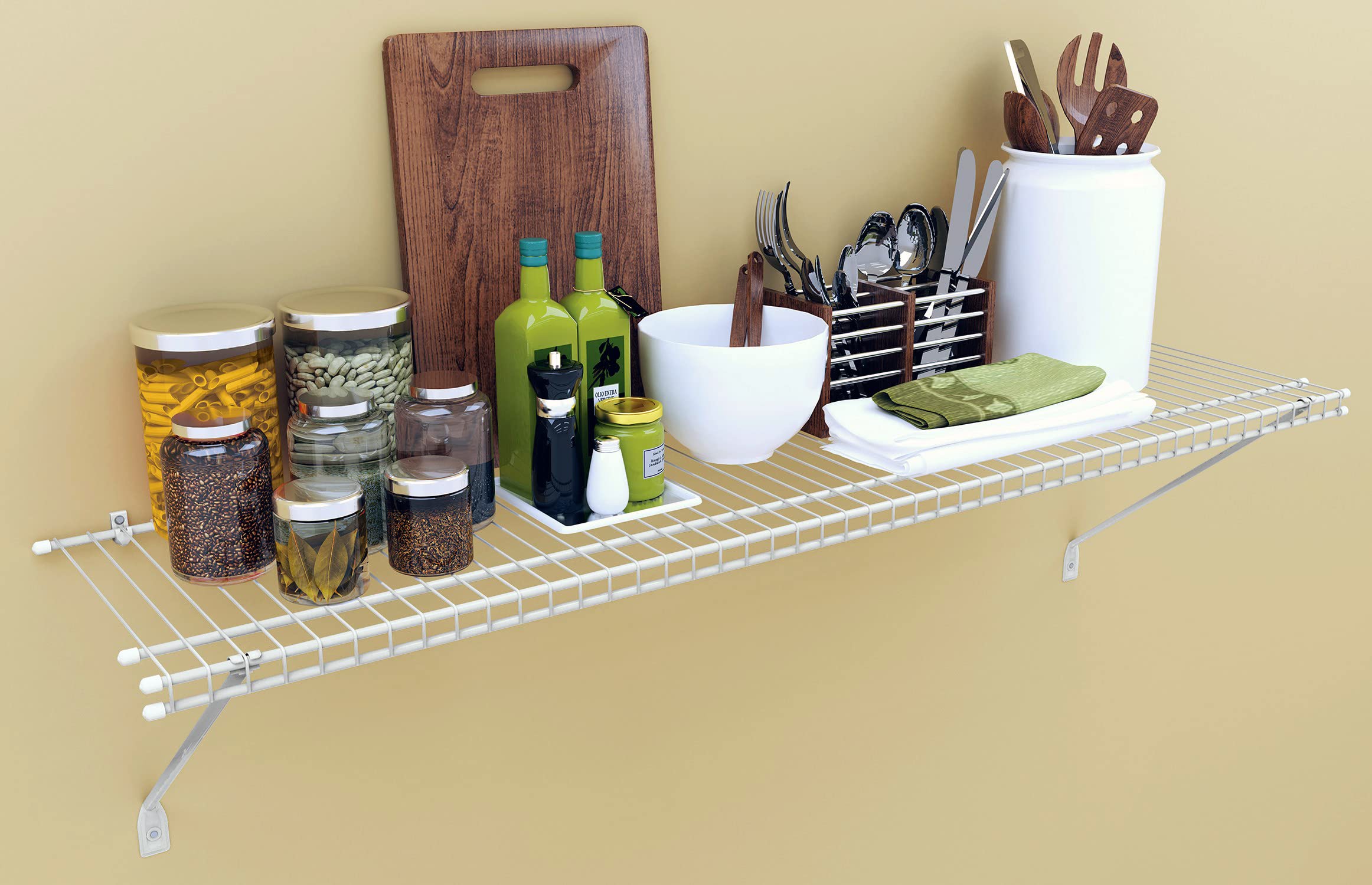 ClosetMaid Wire Shelf Kit with Hardware, 4 Ft. Wide, for Pantry, Closet, Laundry, Utility Storage, White Vinyl Finish