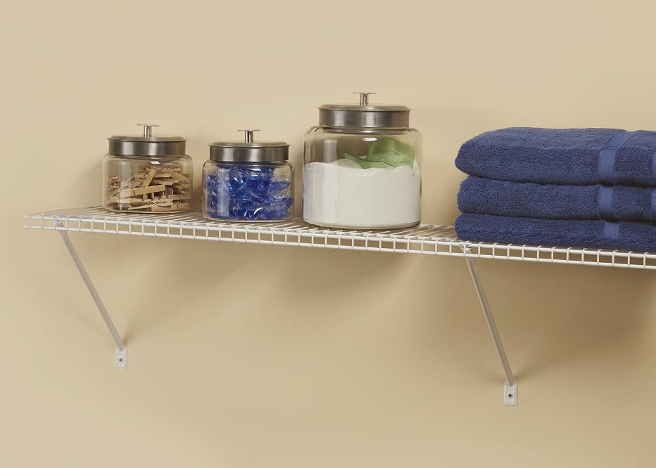 ClosetMaid Wire Shelf Kit with Hardware, 4 Ft. Wide, for Pantry, Closet, Laundry, Utility Storage, White Vinyl Finish