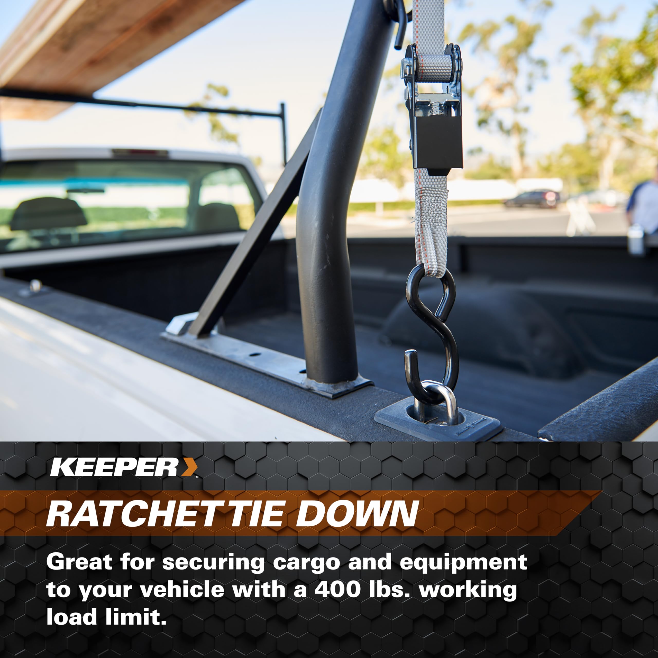 HAMPTON PROD Keeper β 1β x 13β Endless Loop Ratchet Tie-Down - 400 lbs. Working Load Limit and 1,200 lbs. Break Strength