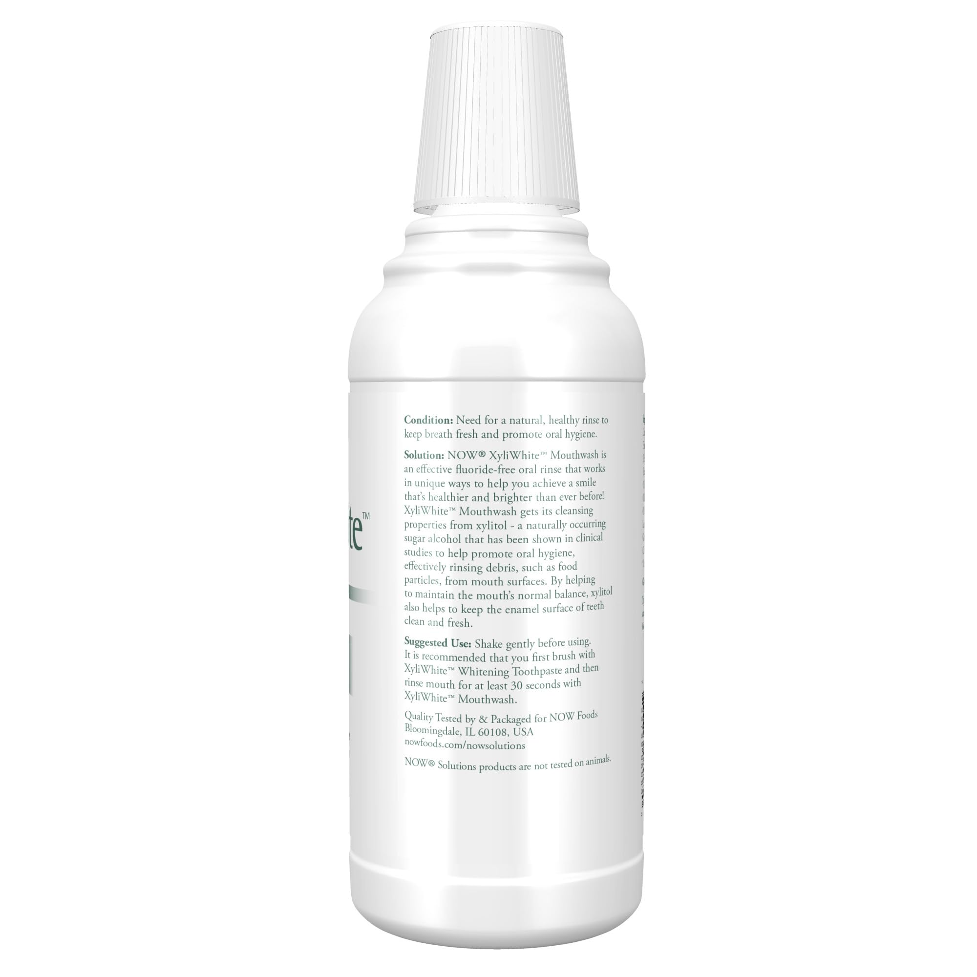 NOW Solutions, Xyliwhite™ Mouthwash, Refreshmint Flavor, Naturally Freshens Breath, Cleanses Teeth and Gums, 16-Ounce