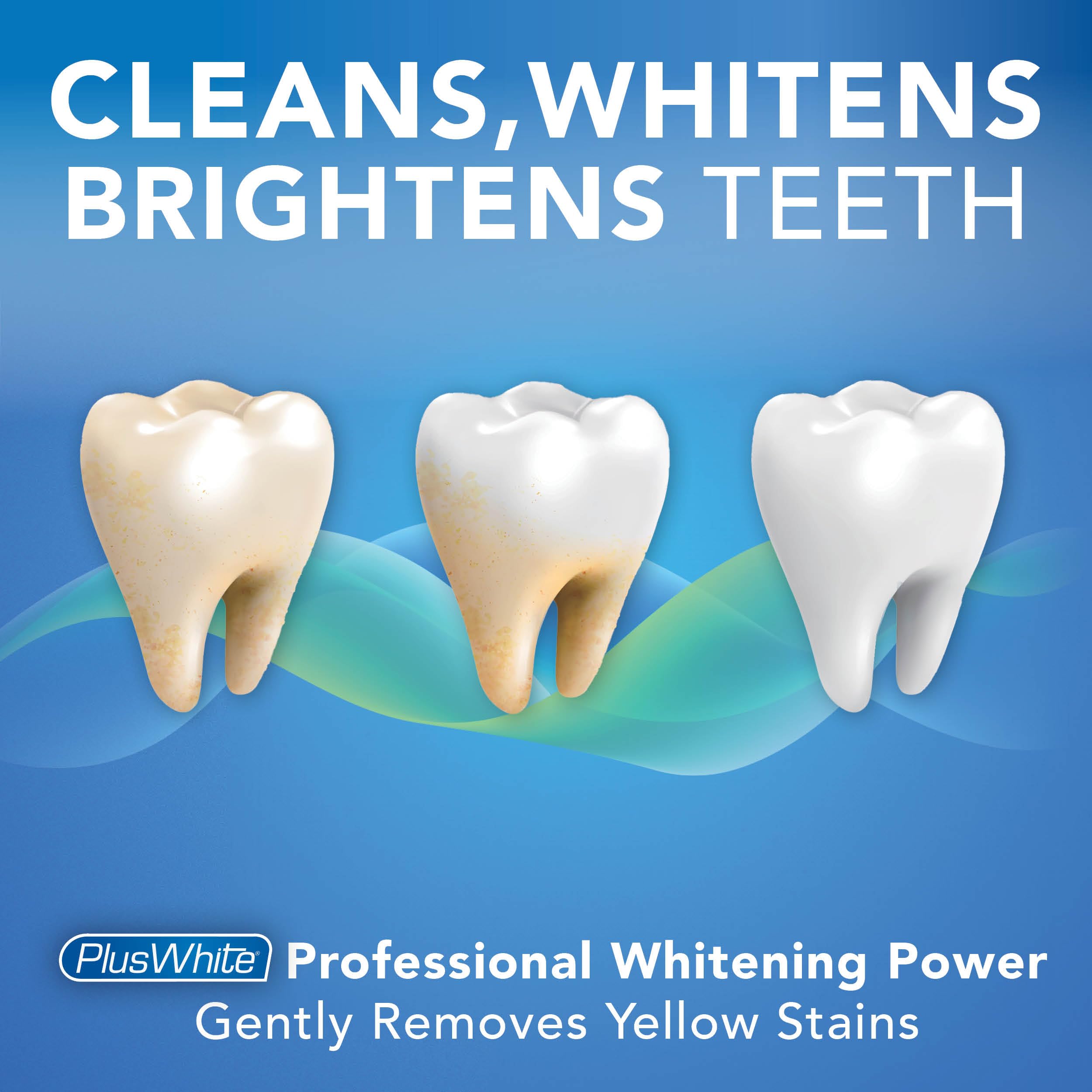 Plus White Xtra Whitening Toothpaste - Removes Tough Stains from Coffee, Smoking, Wine & More - Anti-Cavity, Plaque & Tartar Control (Cool Mint Gel, 3.5 oz)