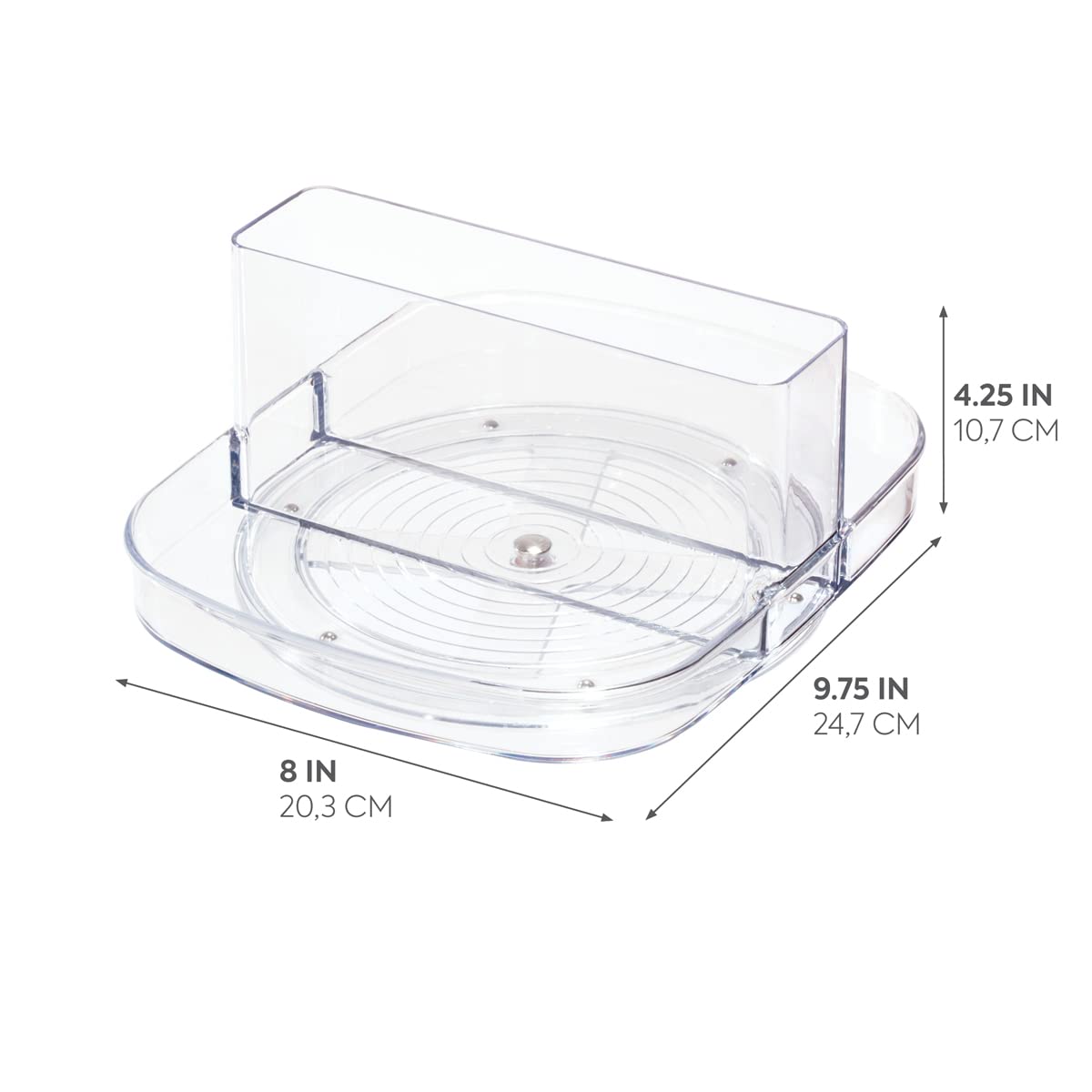 iDesign Linus Plastic Lazy Susan Napkin and Condiments Turntable Holder for Kitchen Countertops and Dining Tables, Clear