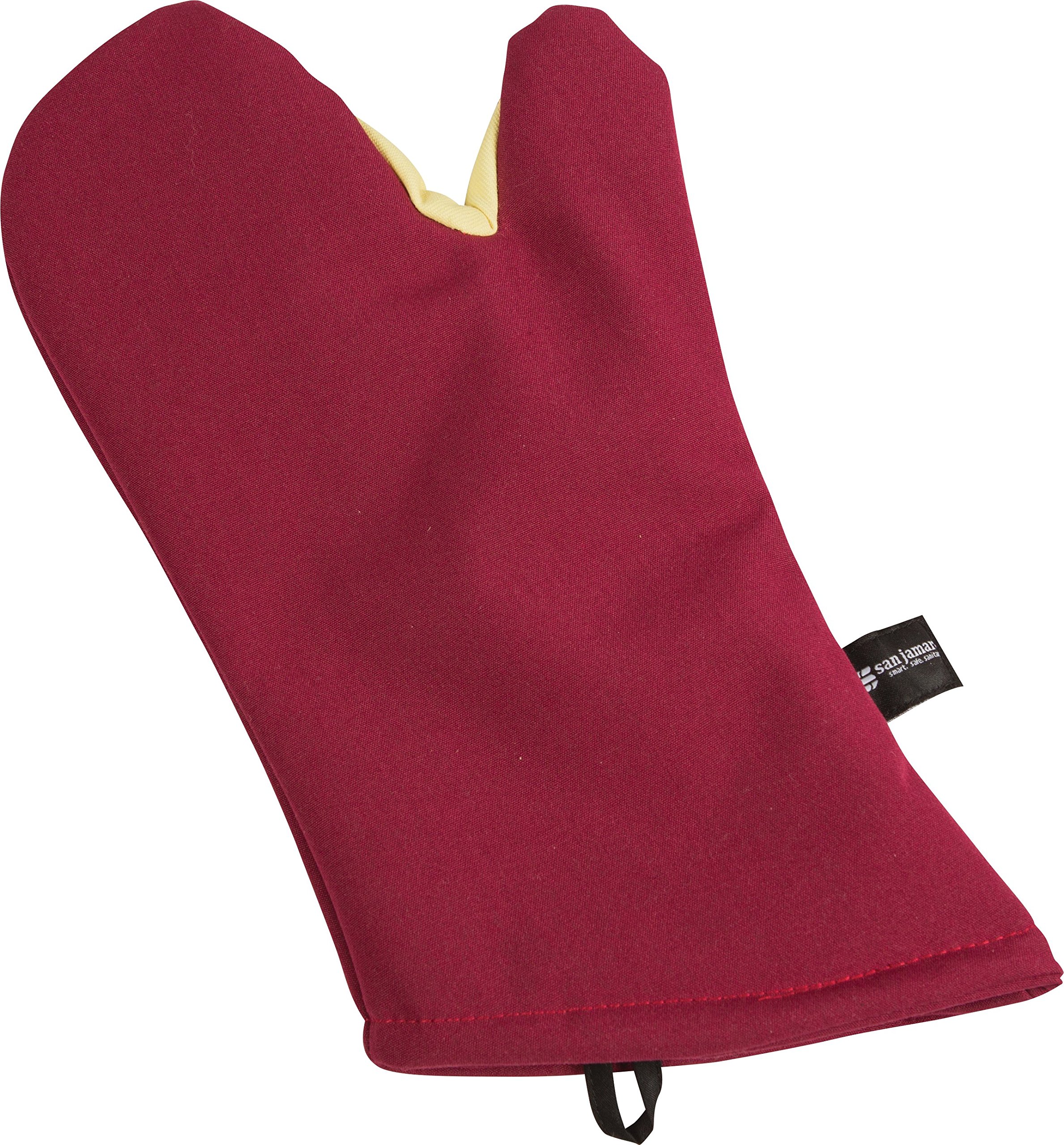 San Jamar KT0215 Cool Touch Flame Conventional High Heat Intermittent Flame Protection up to 900°F Oven Mitt, 15" Length, Red