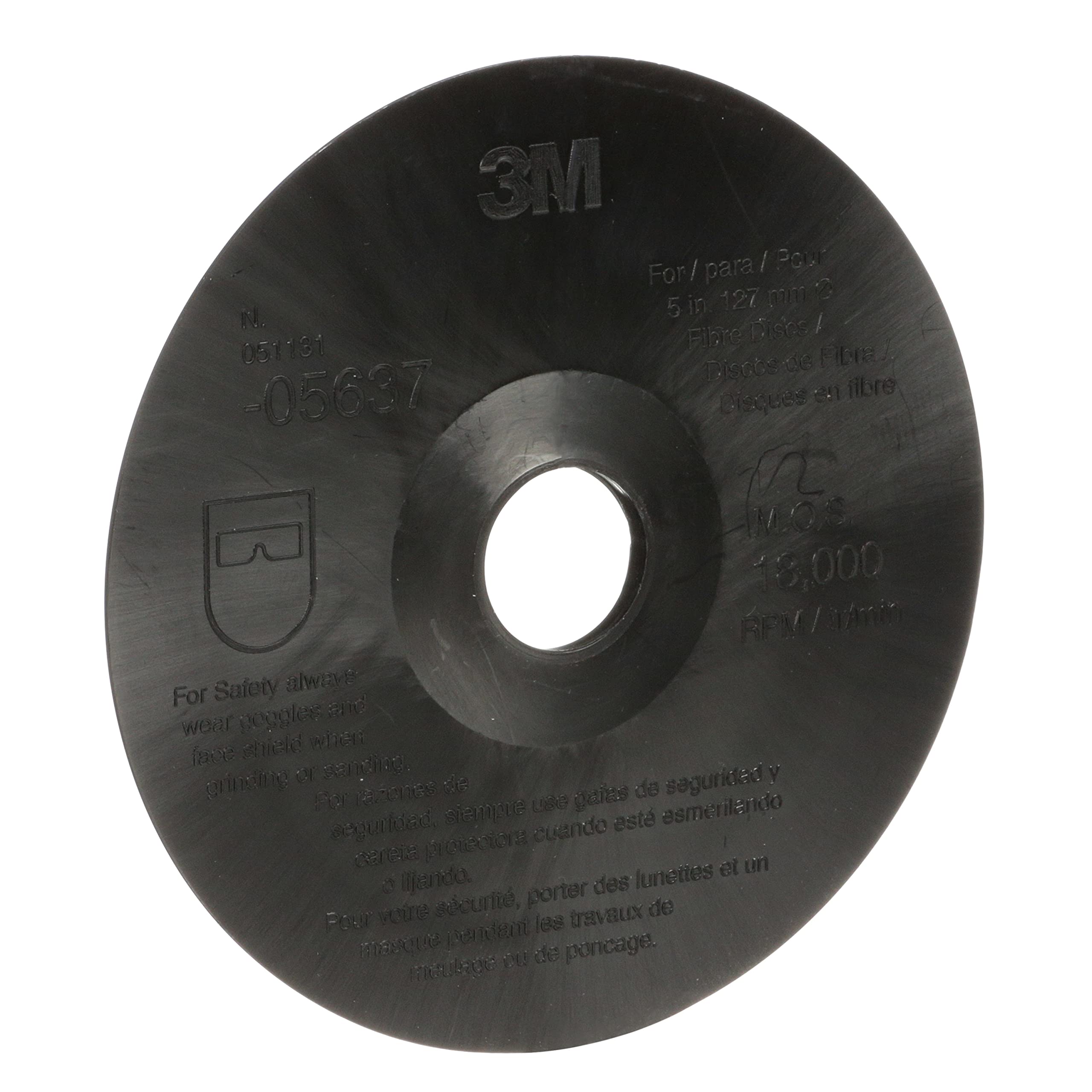 3M Fibre Disc Backup Pad, 05637, 5 in x 7/8 in , Black