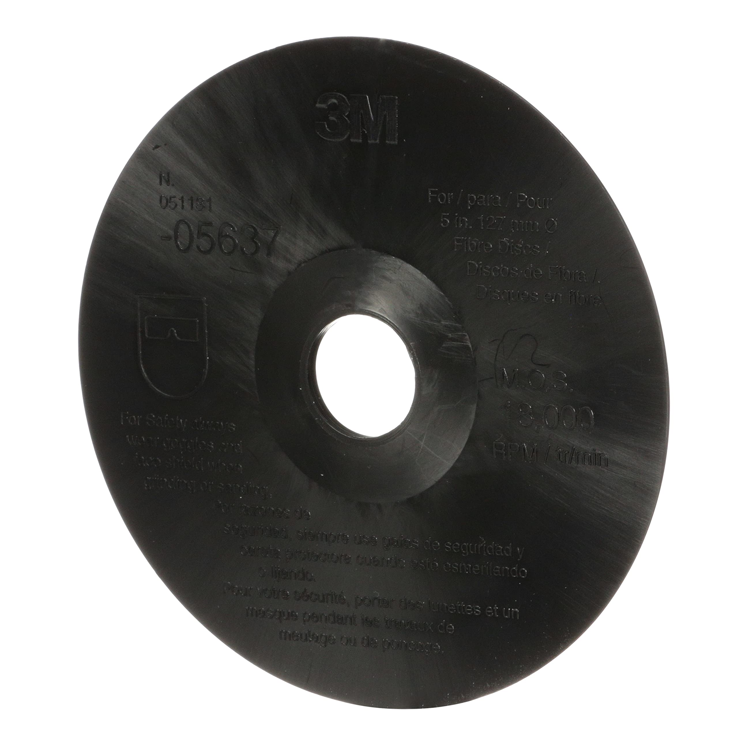 3M Fibre Disc Backup Pad, 05637, 5 in x 7/8 in , Black