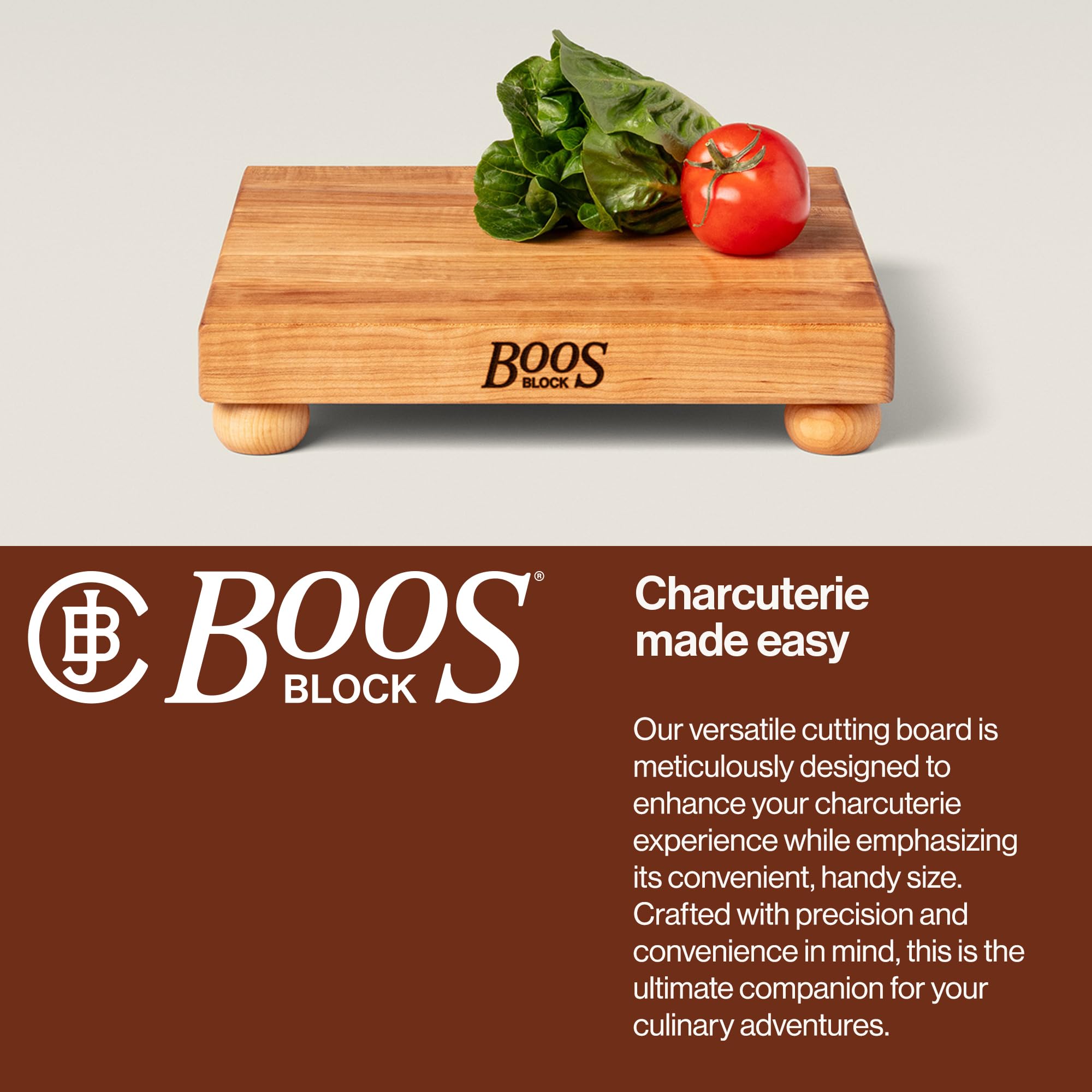 John Boos Block B12S Maple Wood Edge Grain Cutting Board with Feet, 12 Inches Square, 1.5 Inches Thick