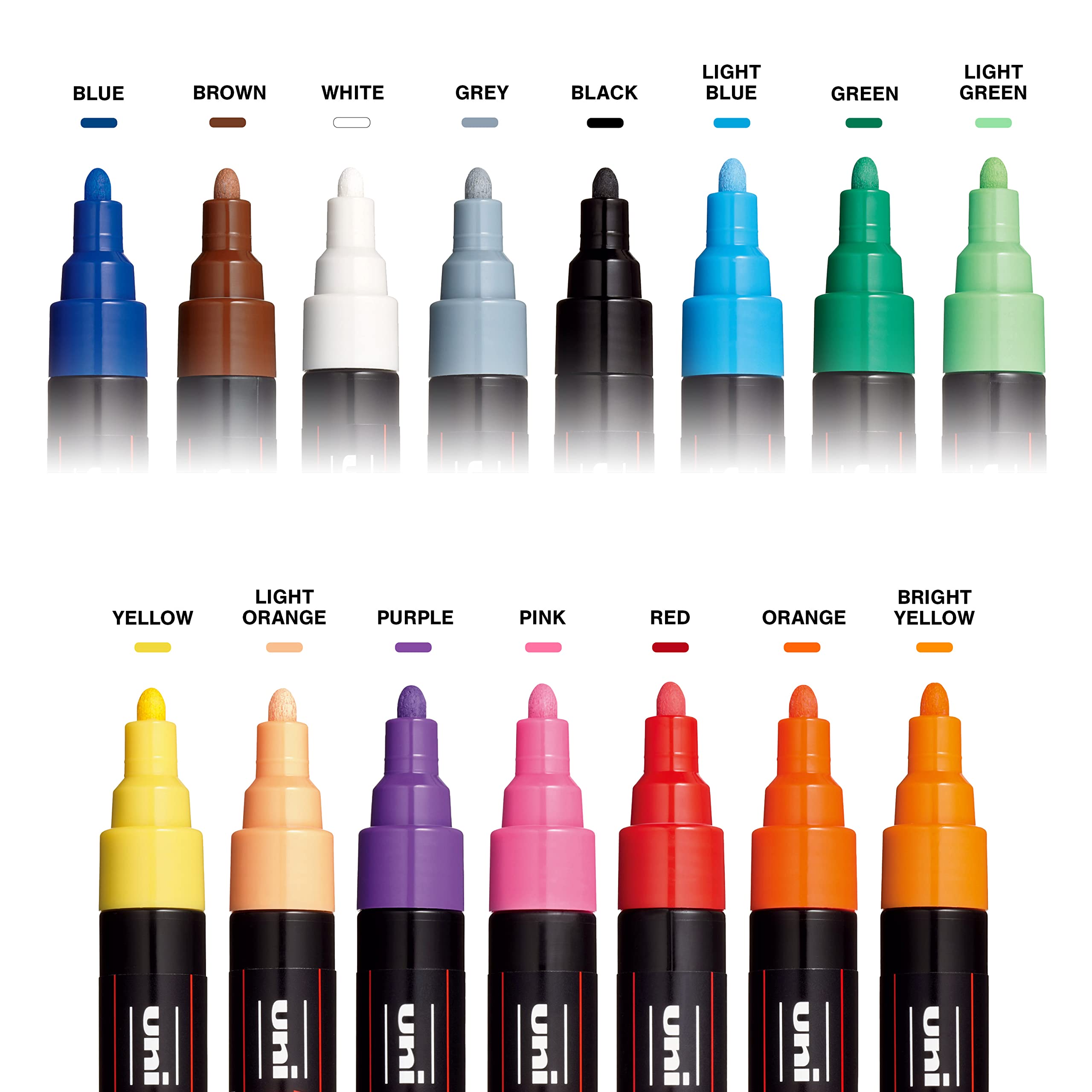 uni Posca Paint Marker Pen - Medium Point - Set of 15 (PC-5M15C), Assorted
