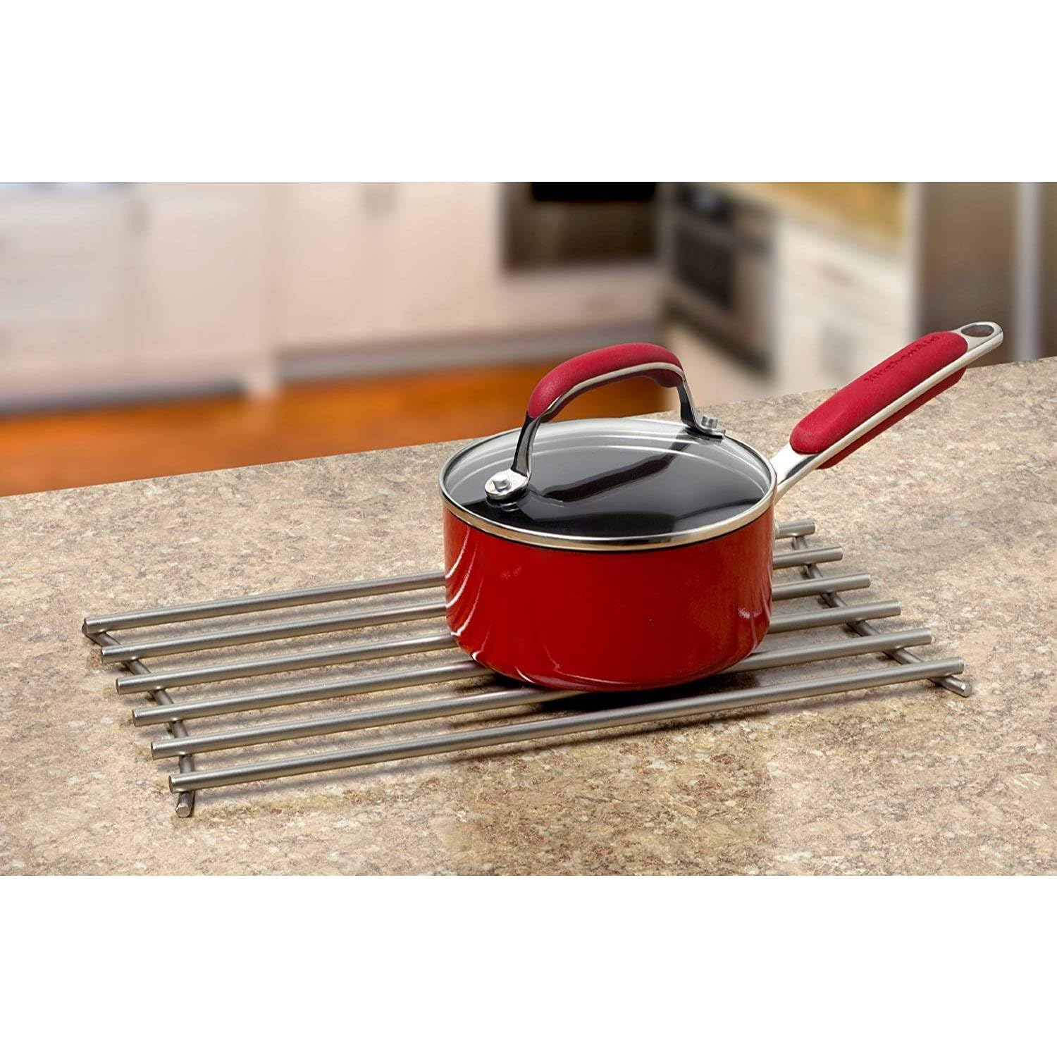 Spectrum Diversified Euro Grande, Heat-Resistant Steel Dining Protector Modern Metal Trivet for Kitchen Table, Holds Hot Pots & Cast Iron Cookware
