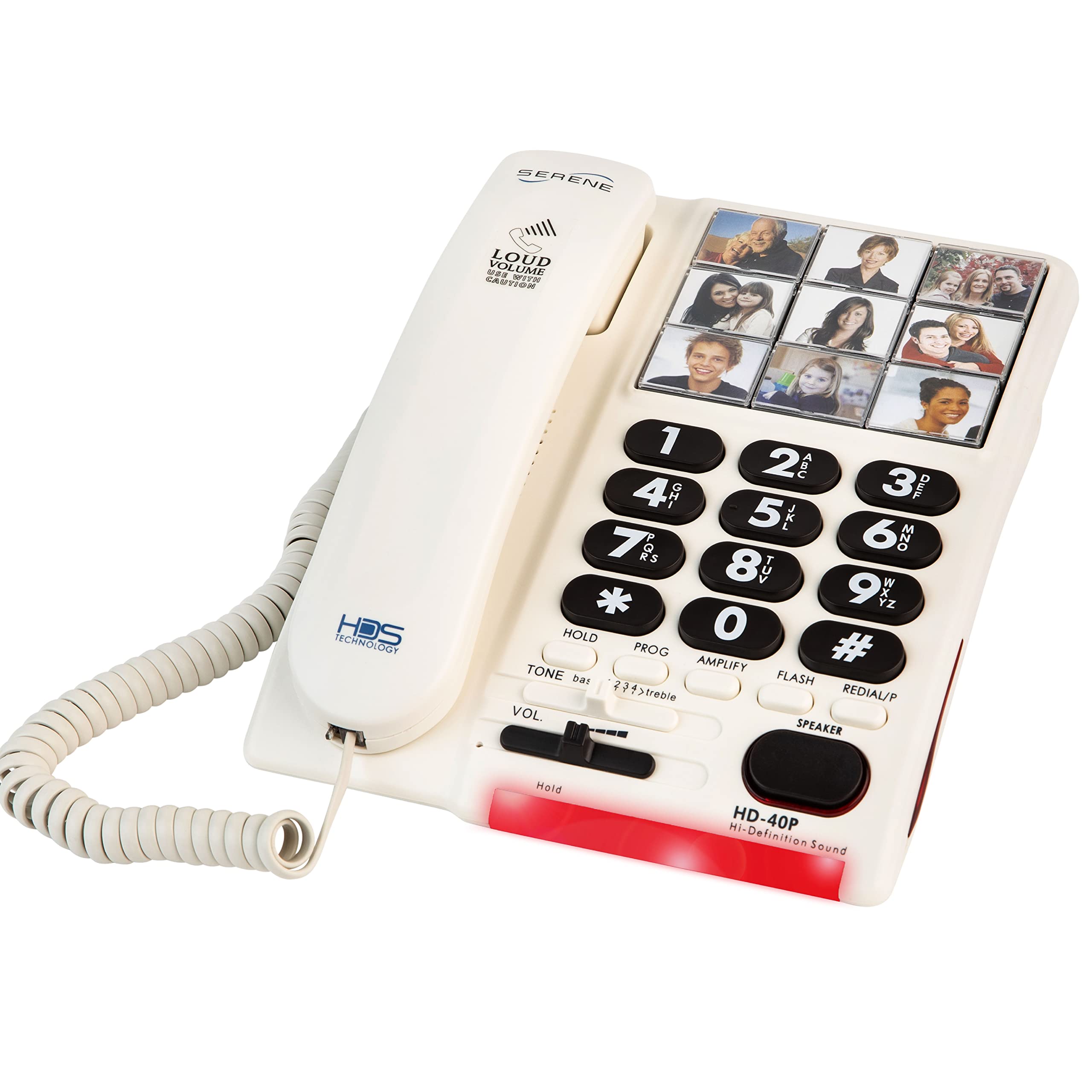 Amplified Big Button Landline Phone for Seniors – 26dB Home Phone with Photo Buttons – Telephones for Hearing Impaired & Simple Big Button Telephone Number for Seniors by Serene Innovations.