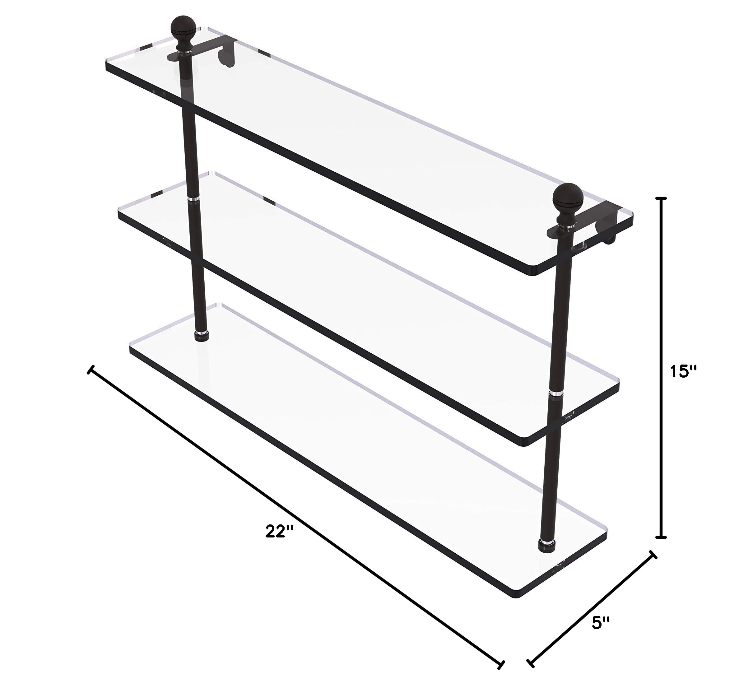 Allied Brass MA-5/22 Mambo Collection 22 Inch Triple Tiered Glass Shelf, Oil Rubbed Bronze