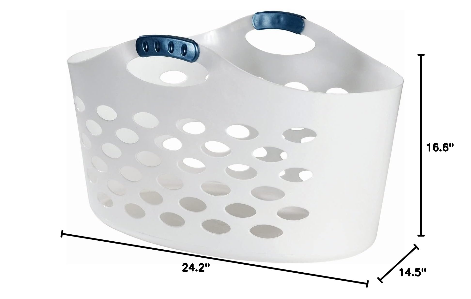 Rubbermaid 1.5 Bushel Capacity Durable Versatile Flex N Carry Portable Flexible Laundry Basket with Convenient Carrying Handles, White