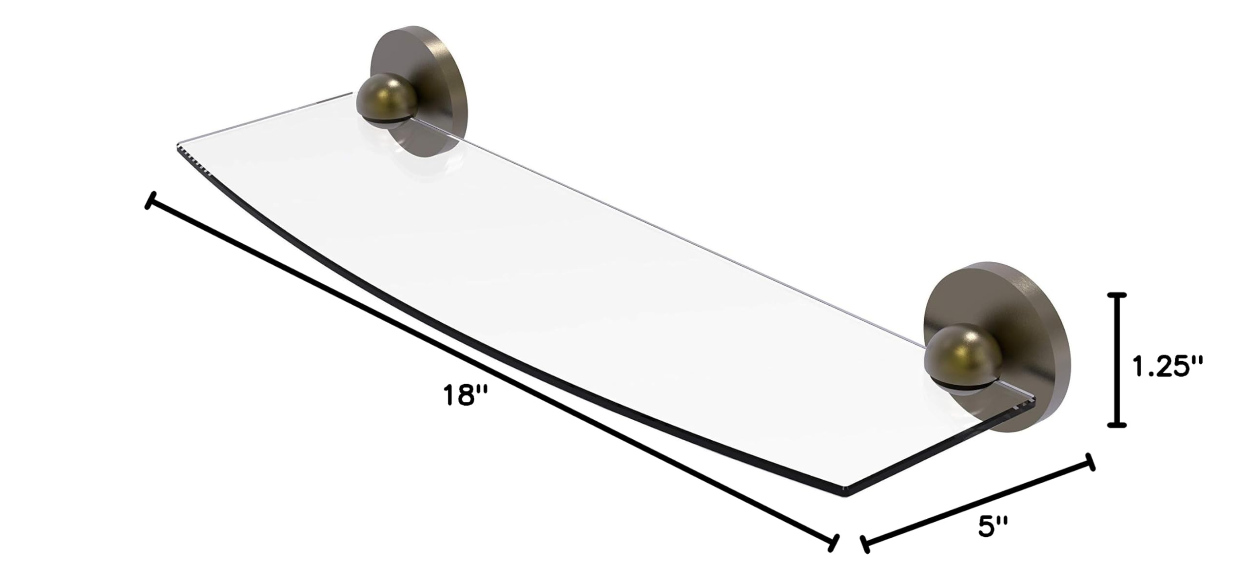 Allied Brass 1033/18 Skyline Collection 18 Inch Glass Shelf, Antique Brass