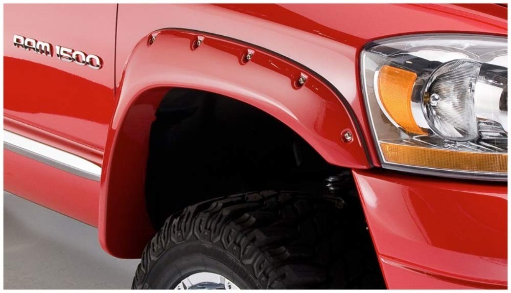 Bushwacker Pocket/Rivet Style Front Fender Flares | 2-Piece Set, Black, Smooth Finish | 50017-02 | Fits 2002-2008 Dodge Ram 1500; 2003-2009 Ram 2500, 3500