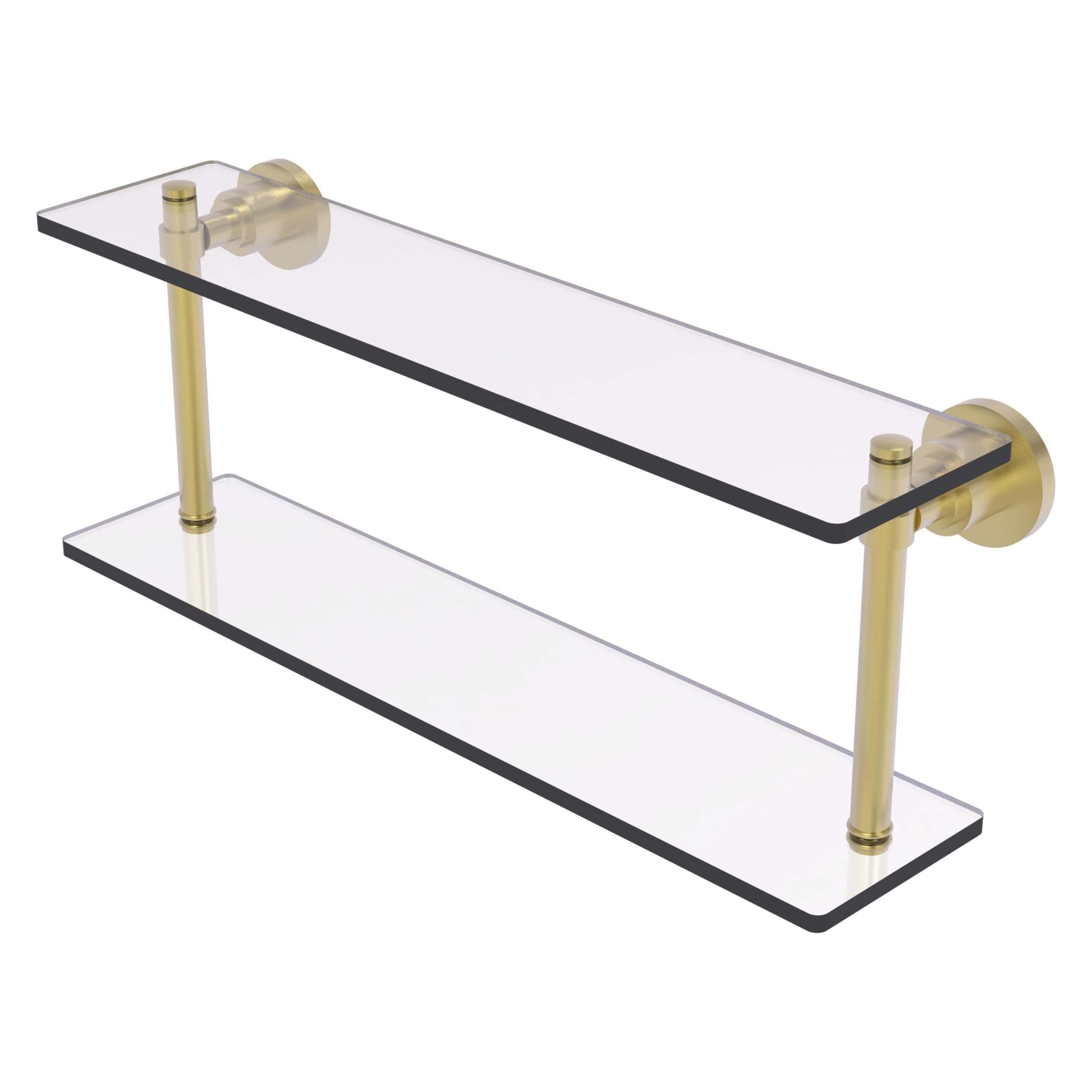 Allied Brass WS-2/22 Washing Square Collection 22 Inch Two Tiered Glass Shelf, Satin Brass