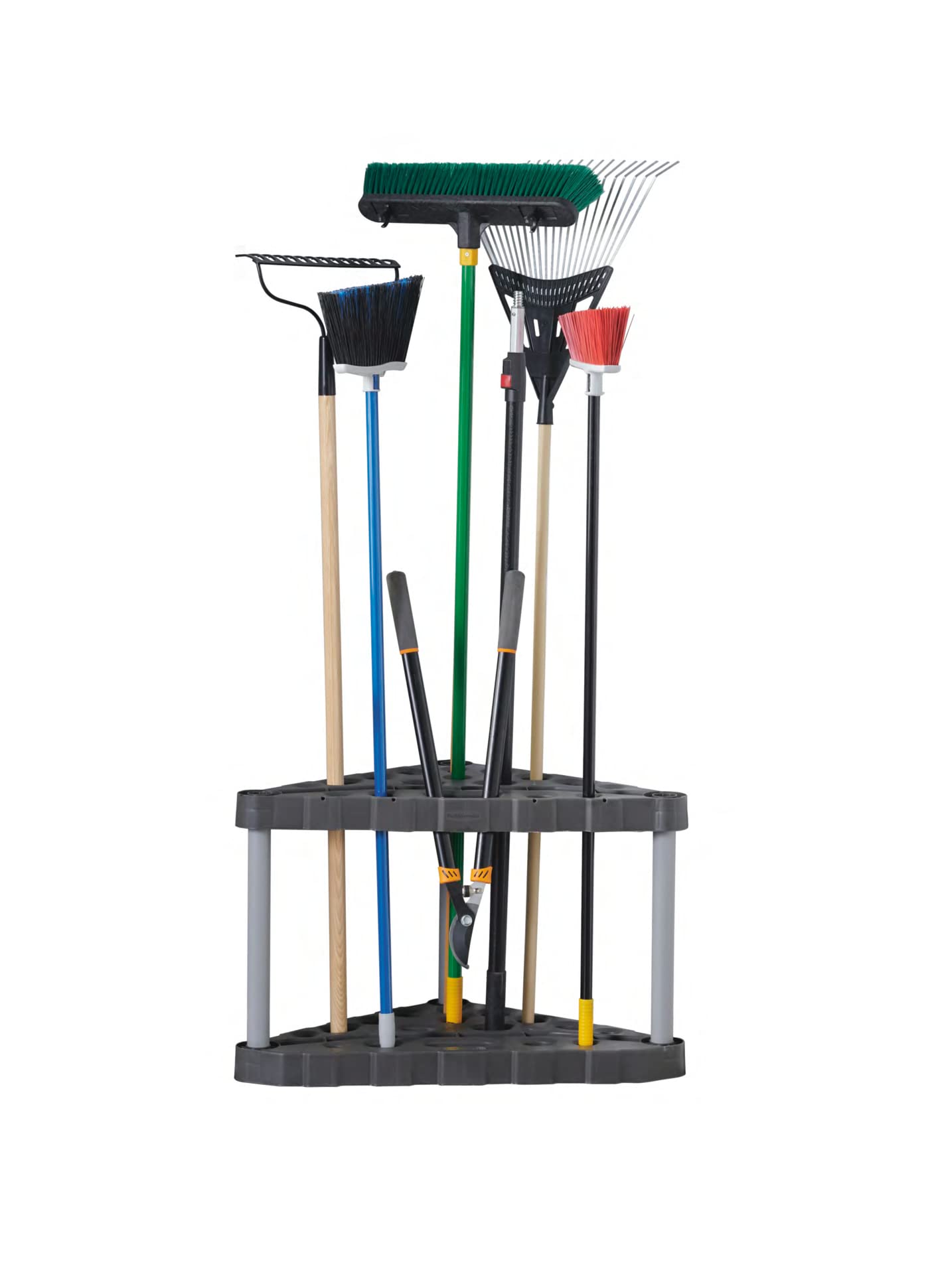 Rubbermaid Garage Corner Tool Tower Rack, Easy to Assemble, Organizes up to 30 Long-Handled Tools/Rakes/ Brooms/Shovles for Home/House/Outdoor/Sheds