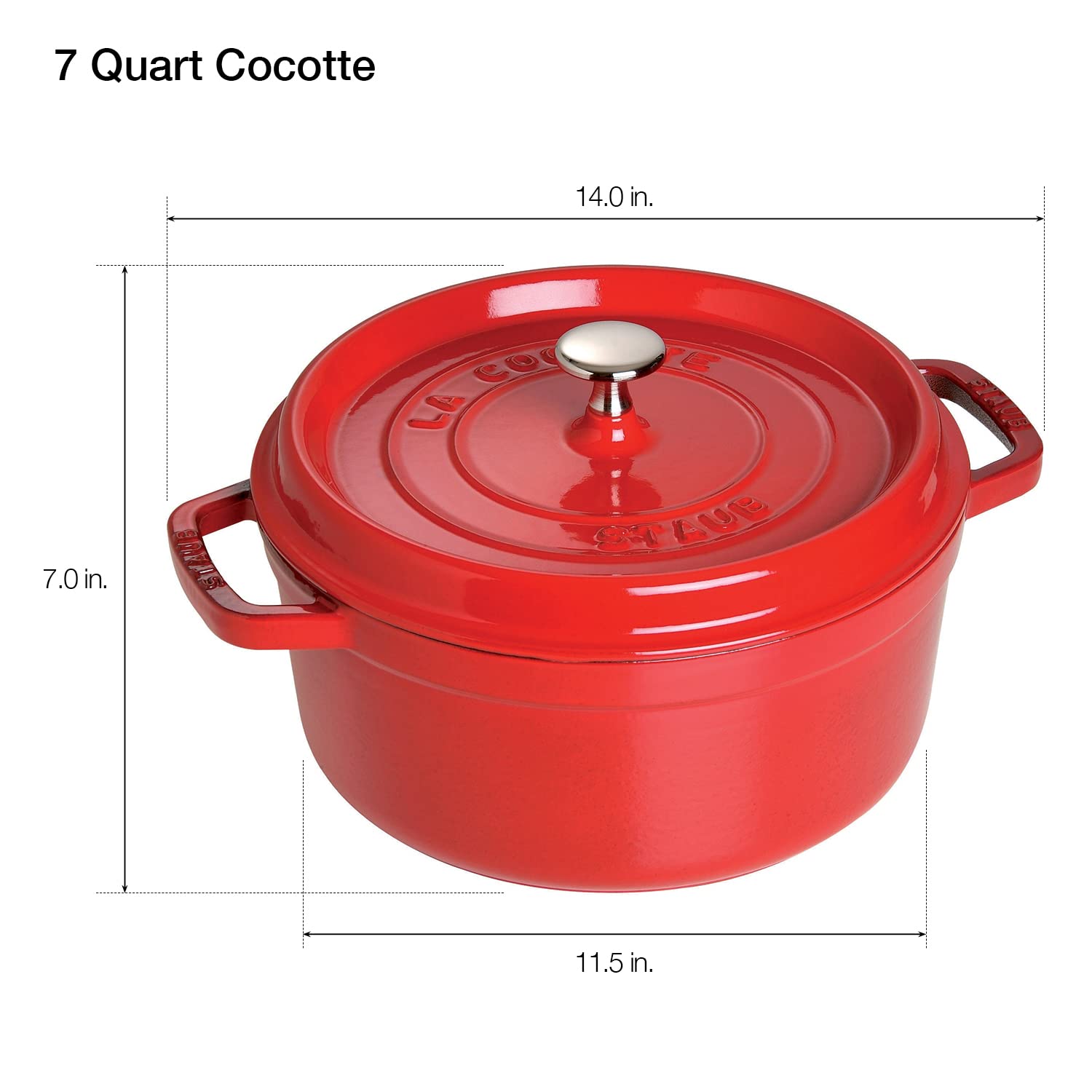 Staub Cast Iron 7-qt Round Cocotte - Cherry, Made in France