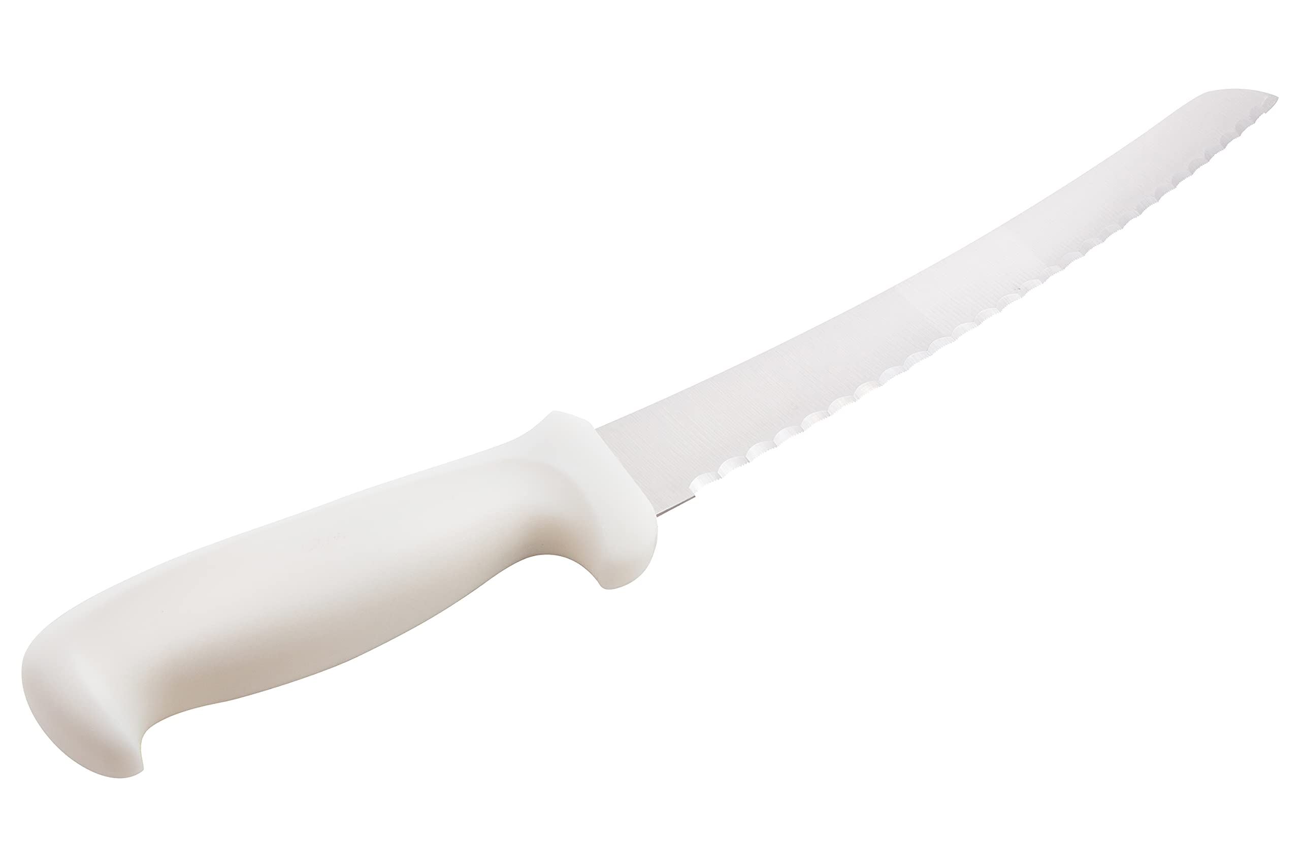 Mundial 5600 Series 10 in Curved Micro-Serrated Edge Bread Knife with White Handle