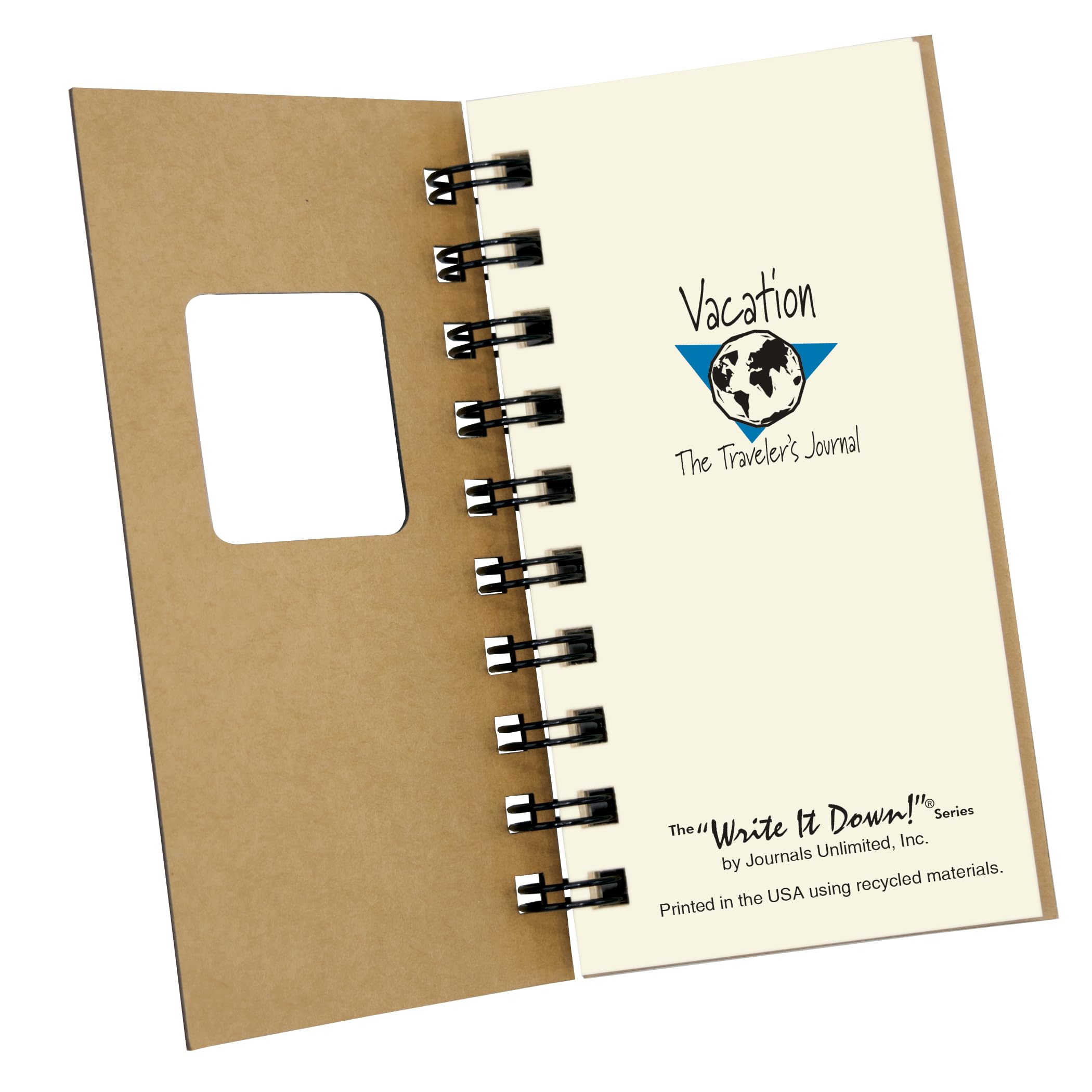 Vacation, The Travelers Journal - MINI Kraft Brown with Hard Cover (prompts on every page, recycled paper, read more...)