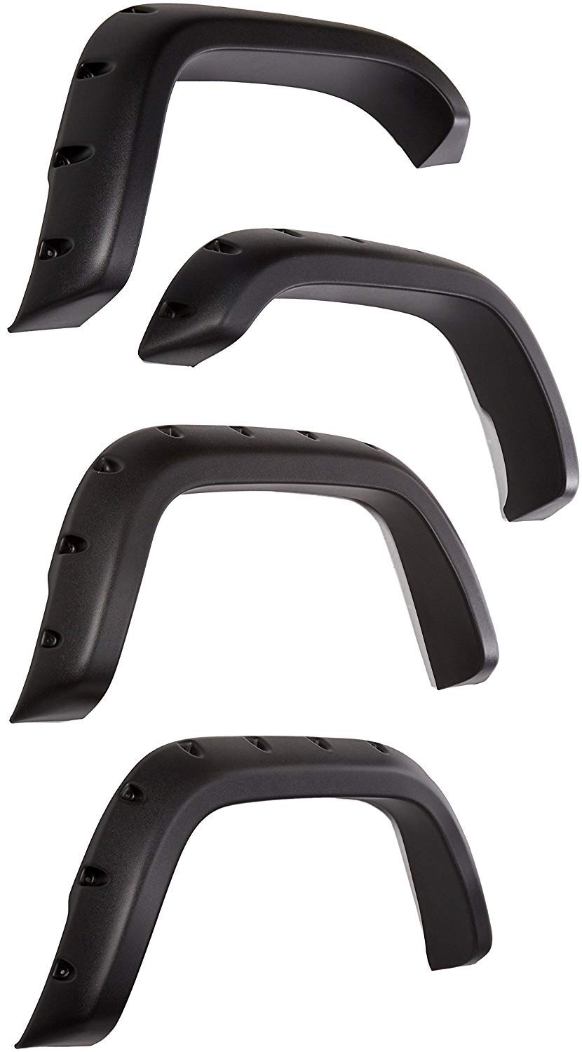 Bushwacker Jeep Cutout Pocket/Rivet Style Front & Rear Fender Flares | 4-Piece Set, Black, Textured Finish | 10912-07 | Fits 1984-2001 Jeep Cherokee, 2-Door Sport